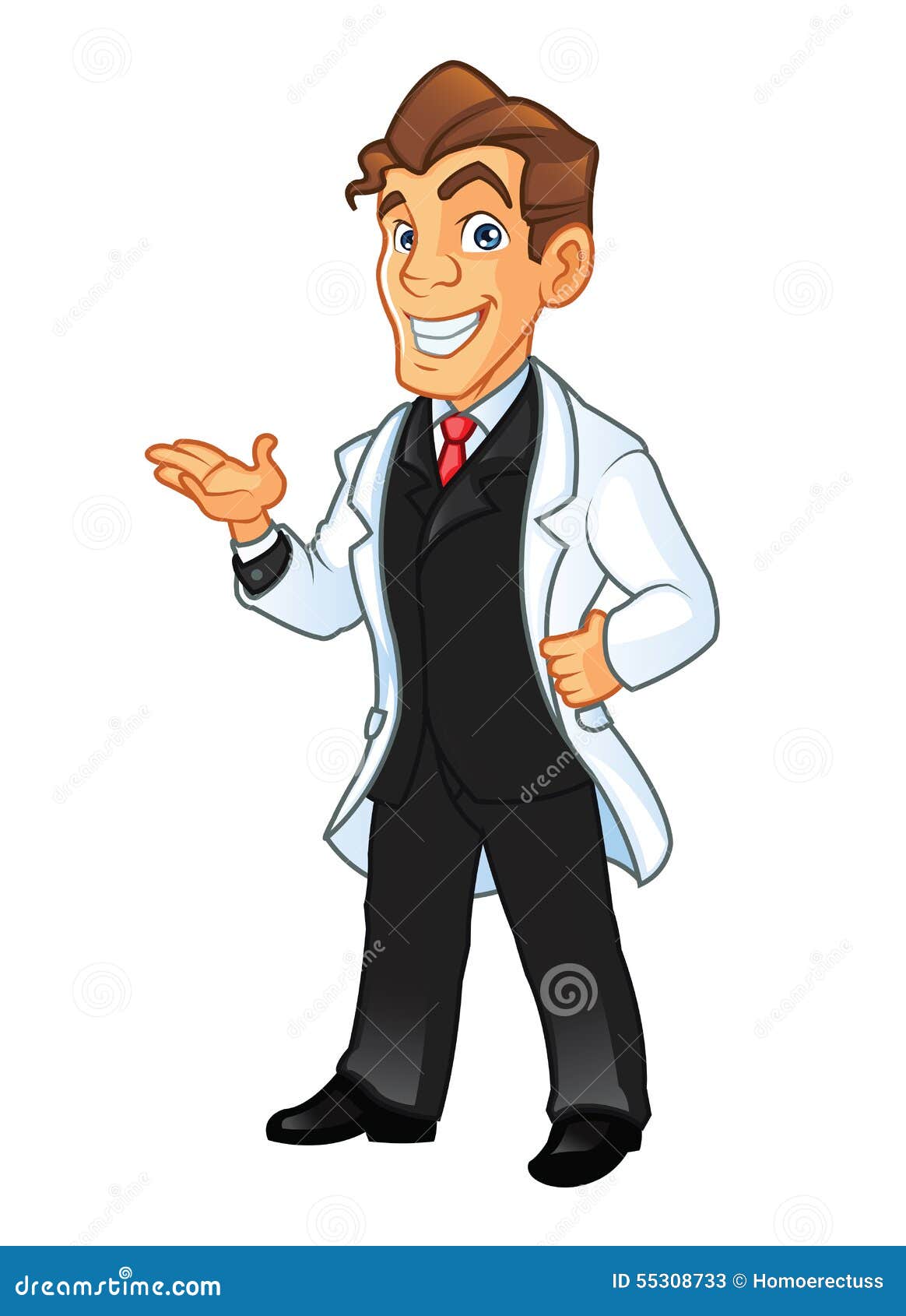Set Handsome Scientist Man Pointing Up With Serious Face. Medical Staff ...