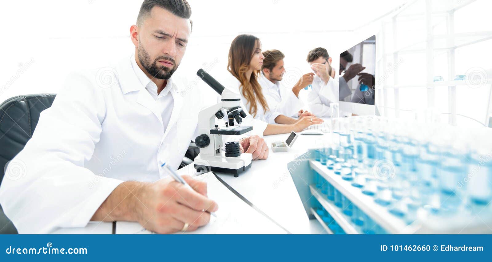 Young Scientist Works in the Lab. Stock Photo - Image of biology, data ...
