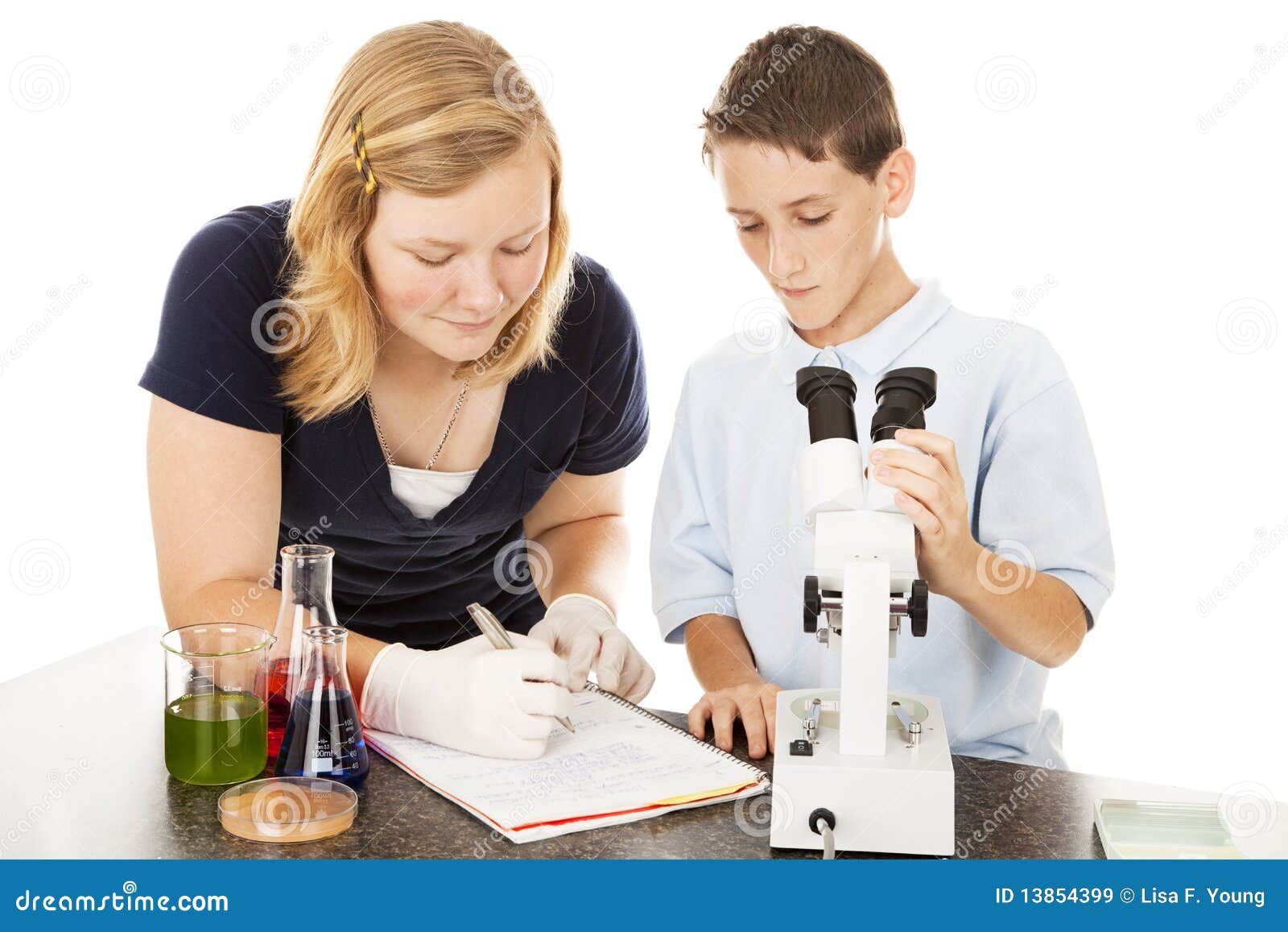 Young Scientists in Lab stock image. Image of microscope - 13854399