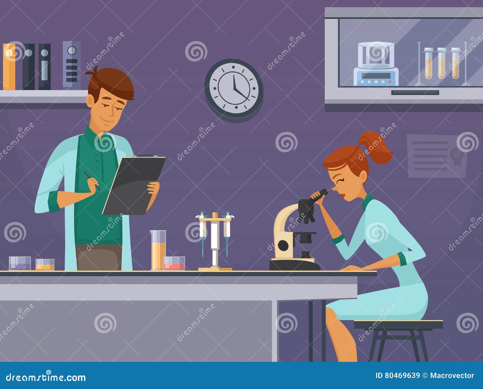 Young Scientists Characters In Laboratory. Doctor Research In A ...