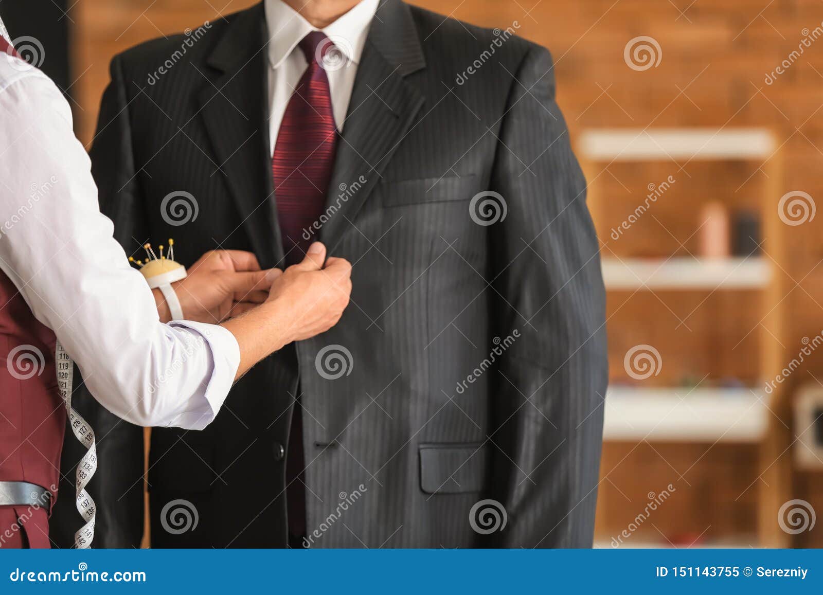 Young Seamster Tailoring Suit for Mature Client in Atelier Stock Image ...