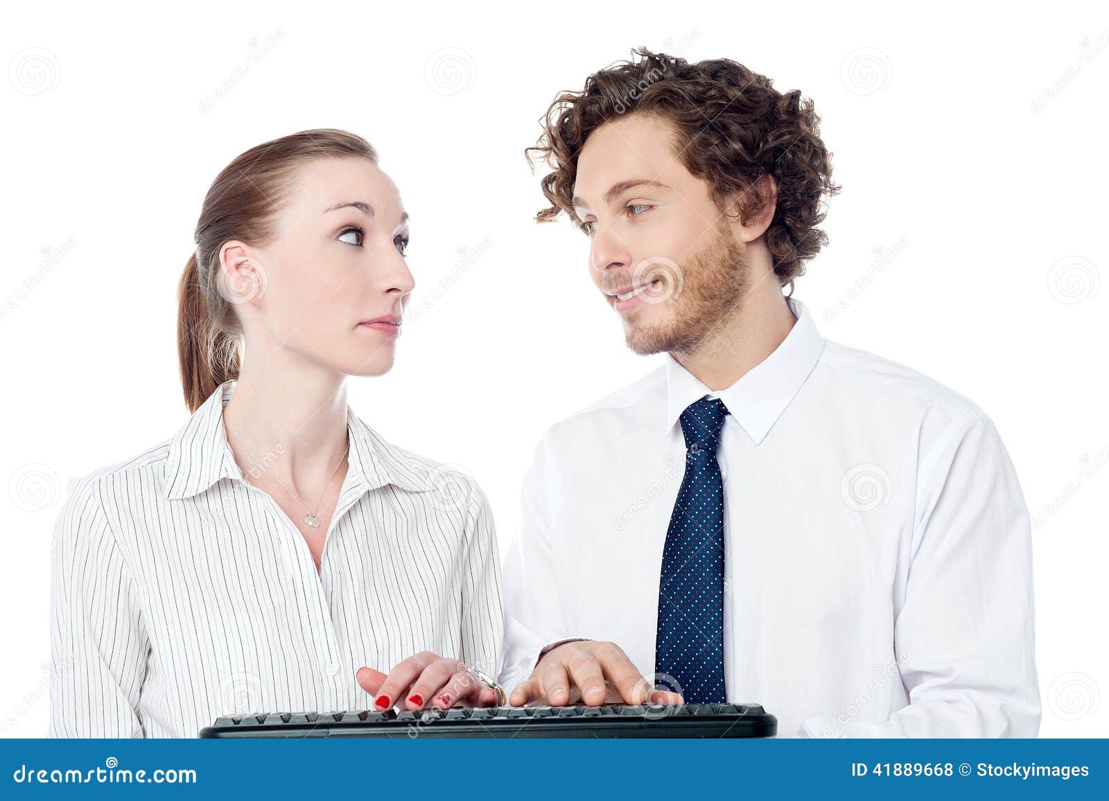 Young Secretaries Typing in Keyboard Stock Photo - Image of corporate ...