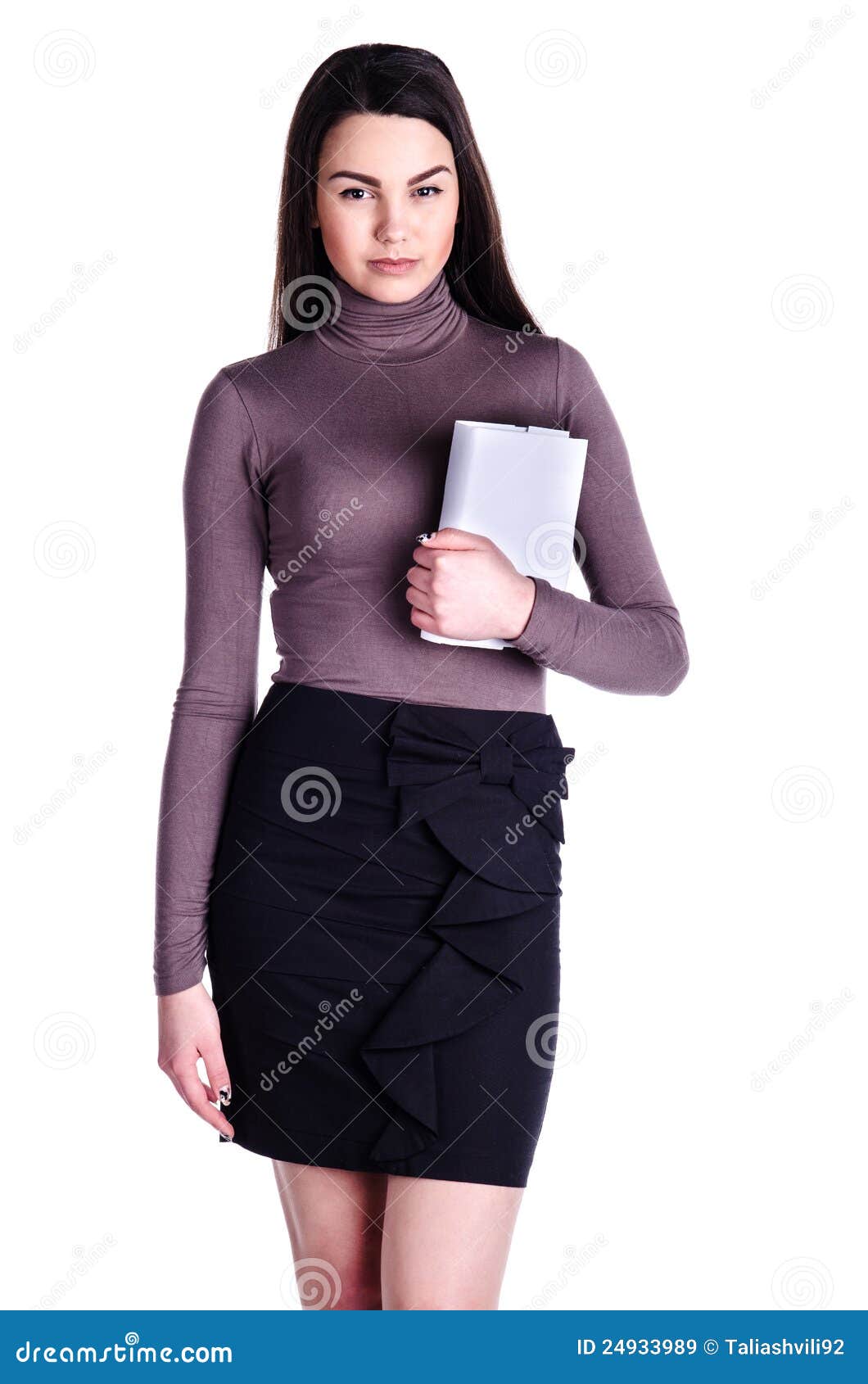 Young secretary stock image. Image of reading, book, isolated - 24933989