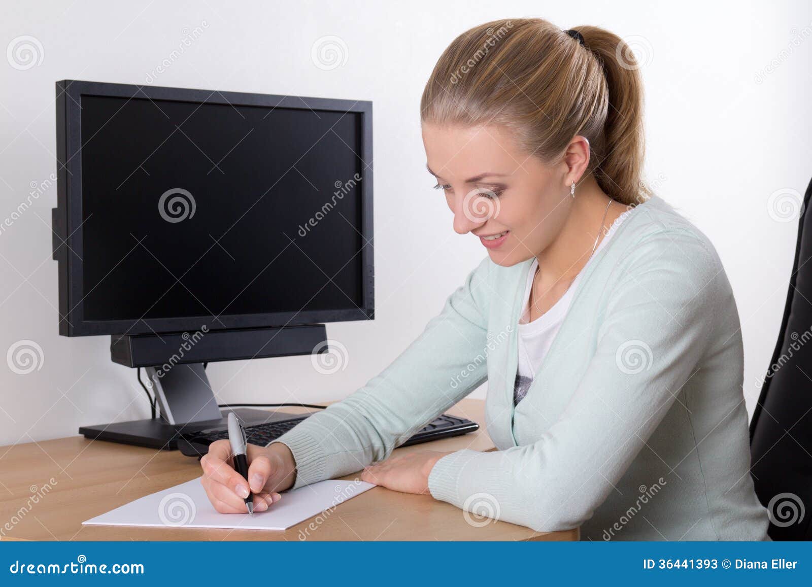 Young Secretary Doing Paperwork in Office Stock Image - Image of ...