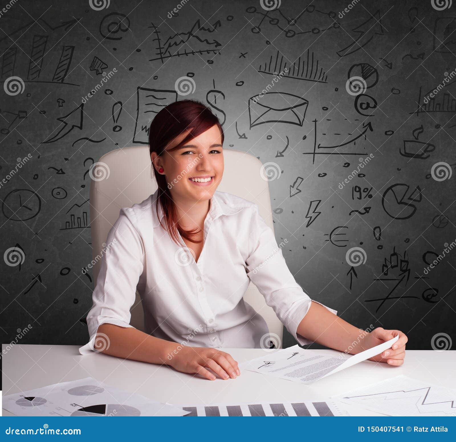 Secretary with Doodle Multitask Concept Stock Image - Image of database ...