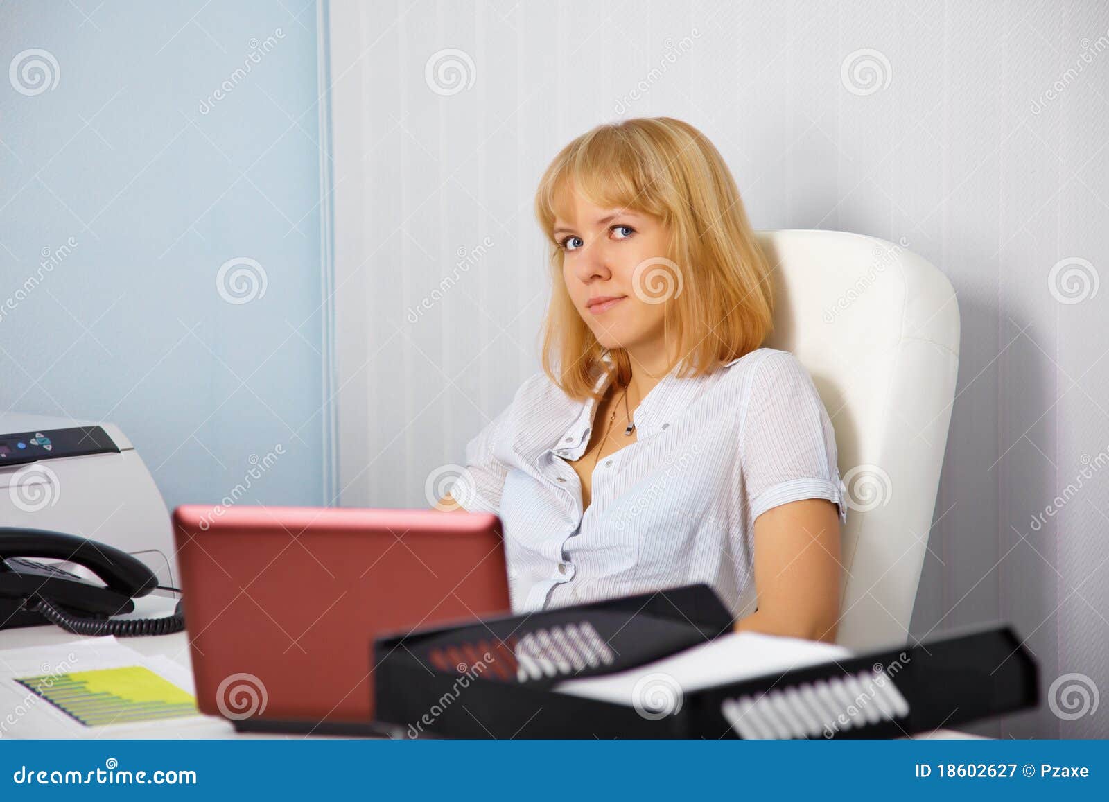 Young Secretary in Office Workplace Stock Image - Image of white ...