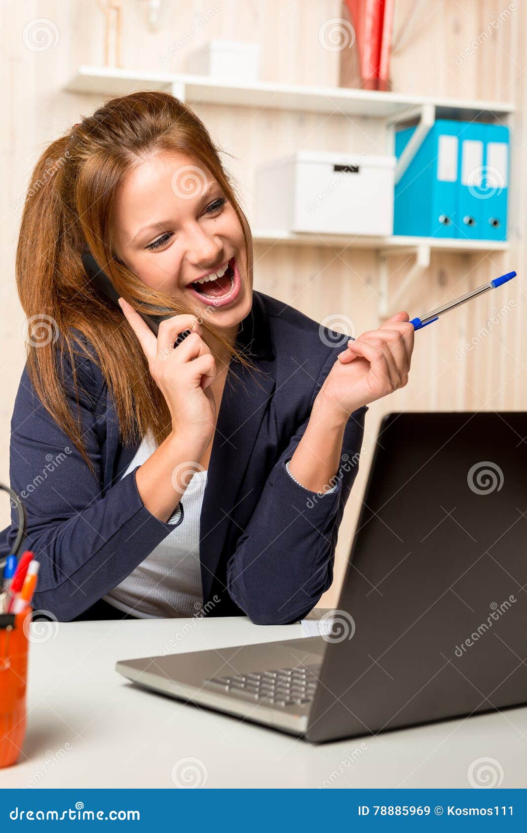 Young Secretary Talking on the Phone and Working Stock Image - Image of ...