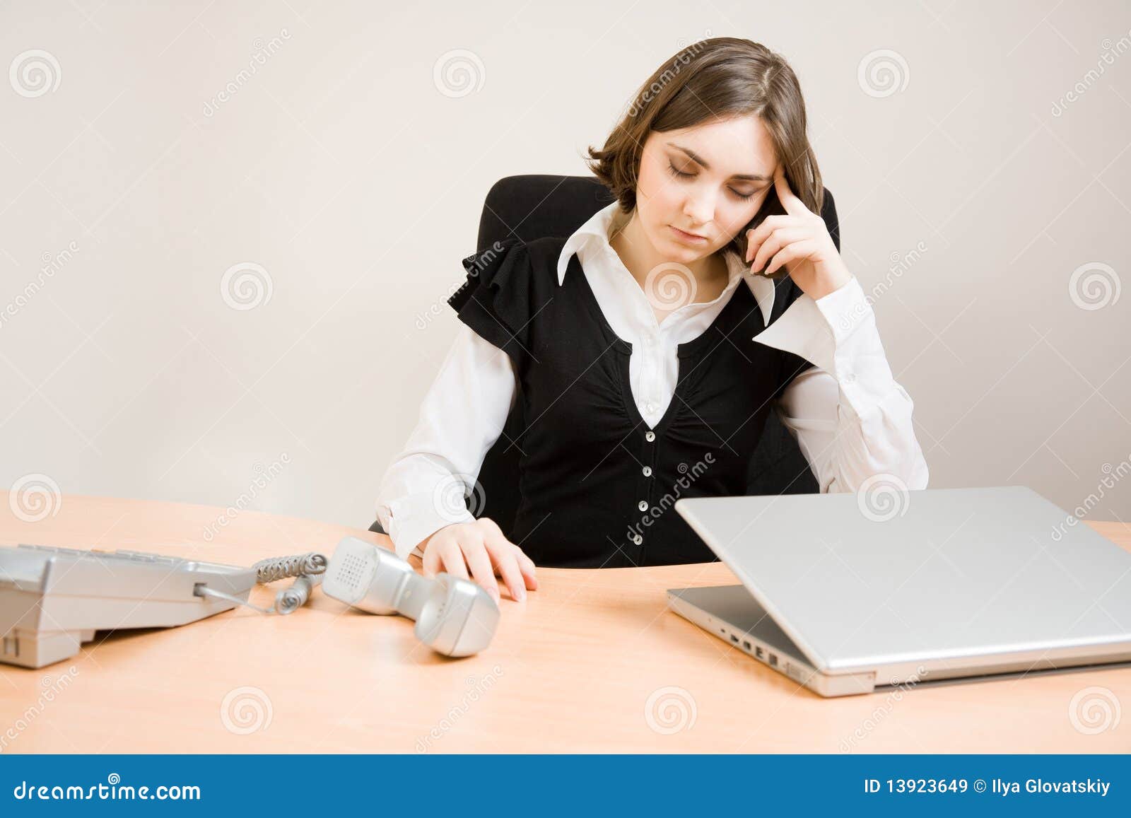Young Secretary with Telephone and Pencil Stock Image - Image of ...