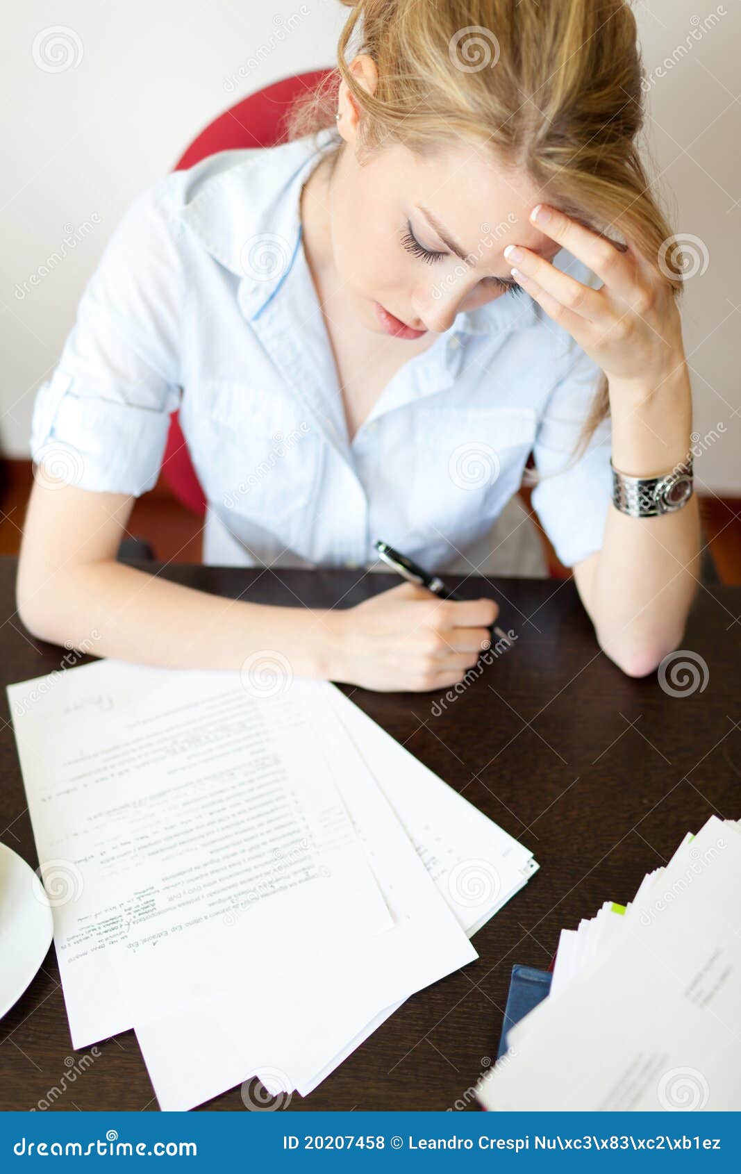 Young Secretary Working Hard Stock Photo - Image of paperwork, printer ...