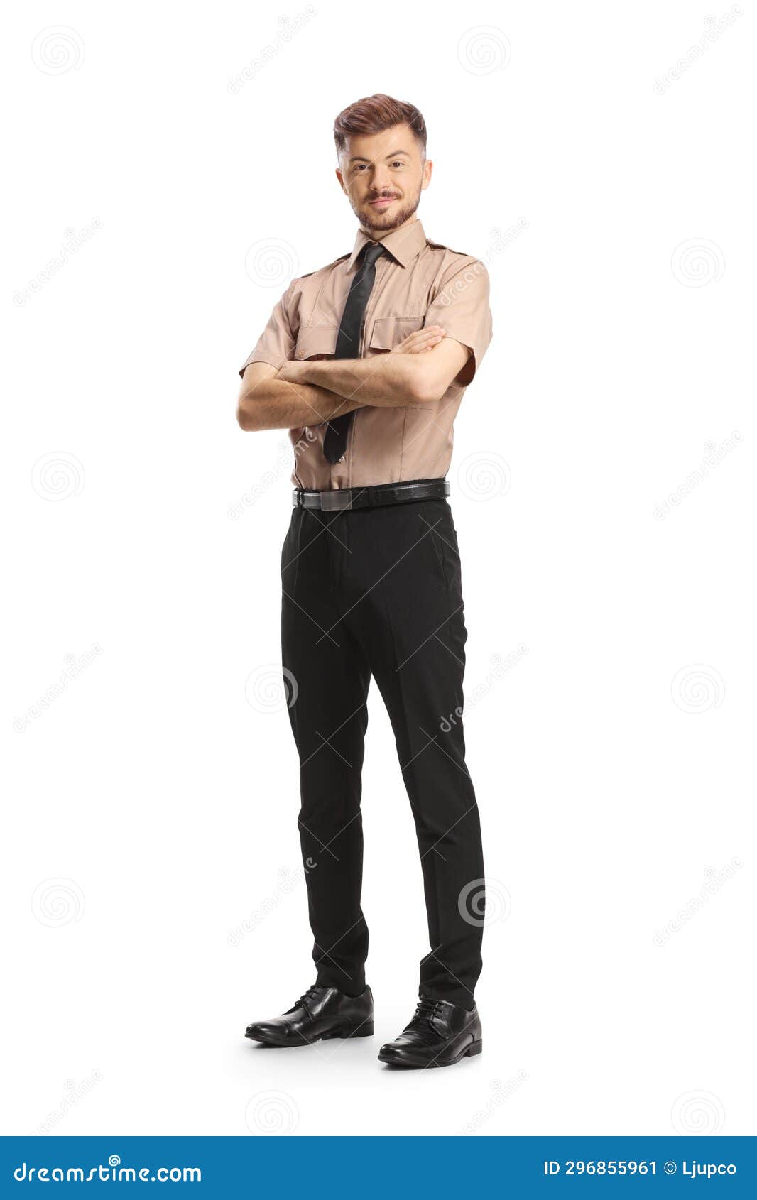 Young Security Officer Posing with Folded Arms Stock Image - Image of ...