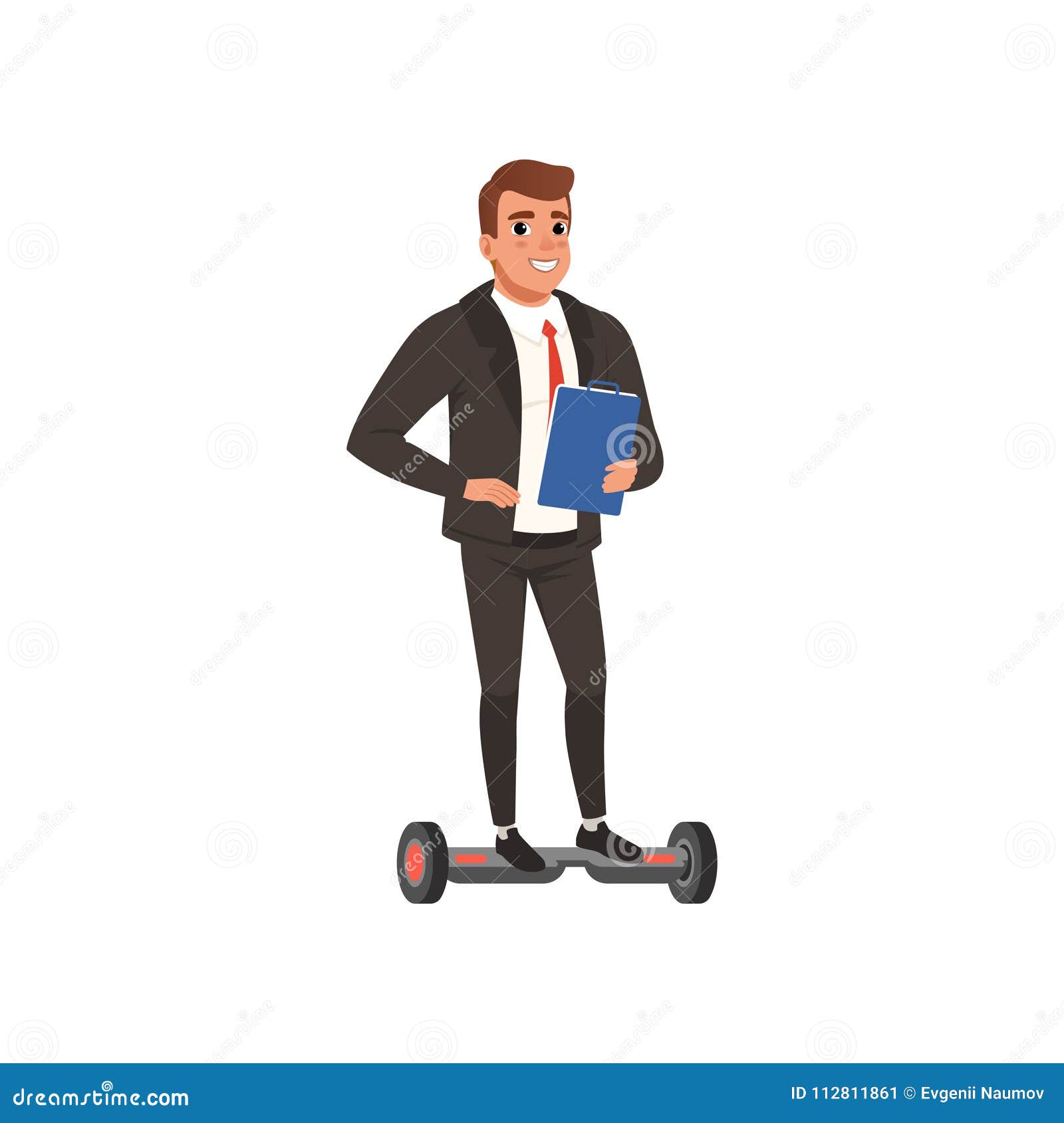 Young Self-confident Business Man Standing on Electric Hoverboard and ...