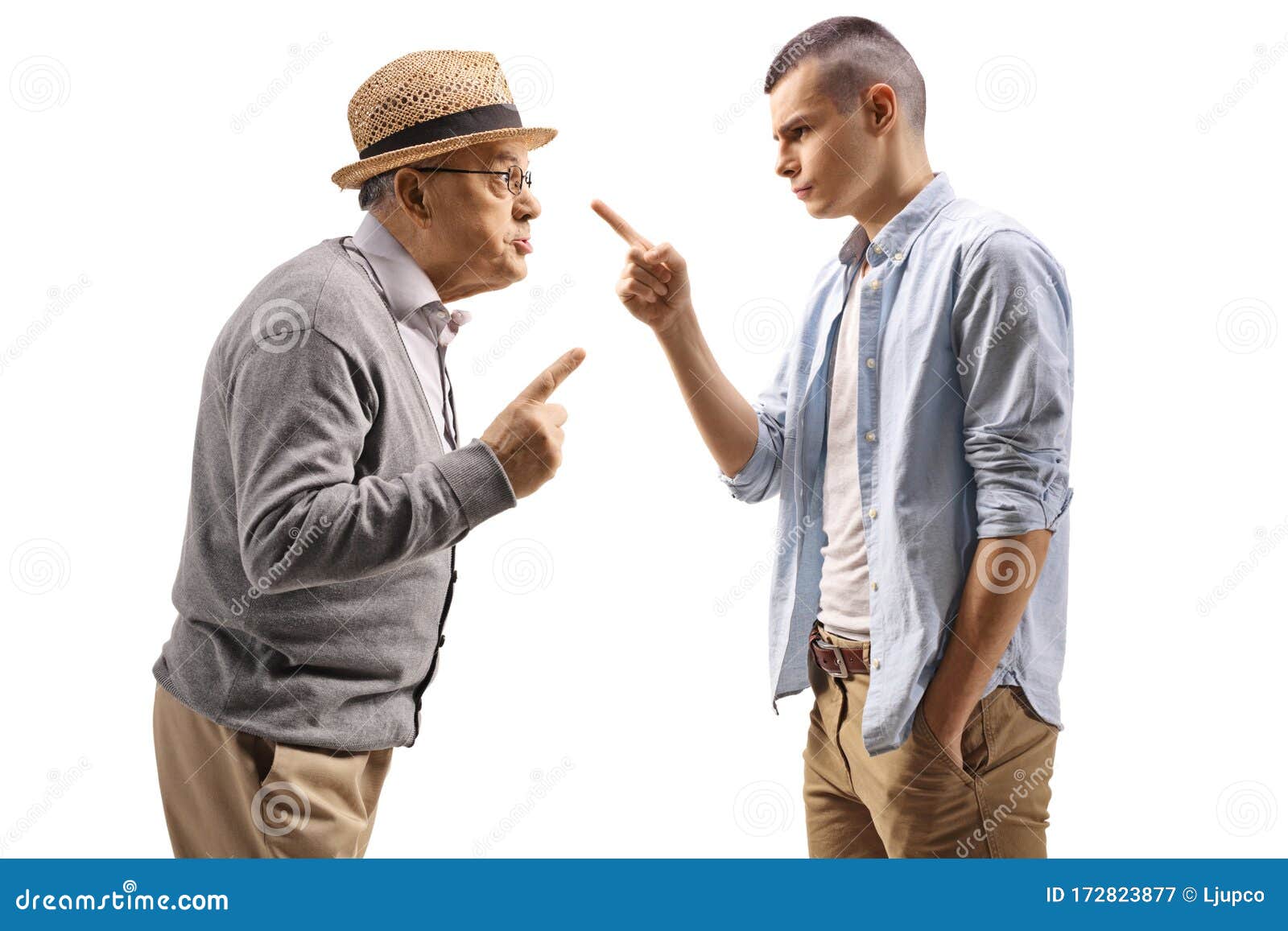 Young and Senior Man Having an Argument Stock Image - Image of father ...
