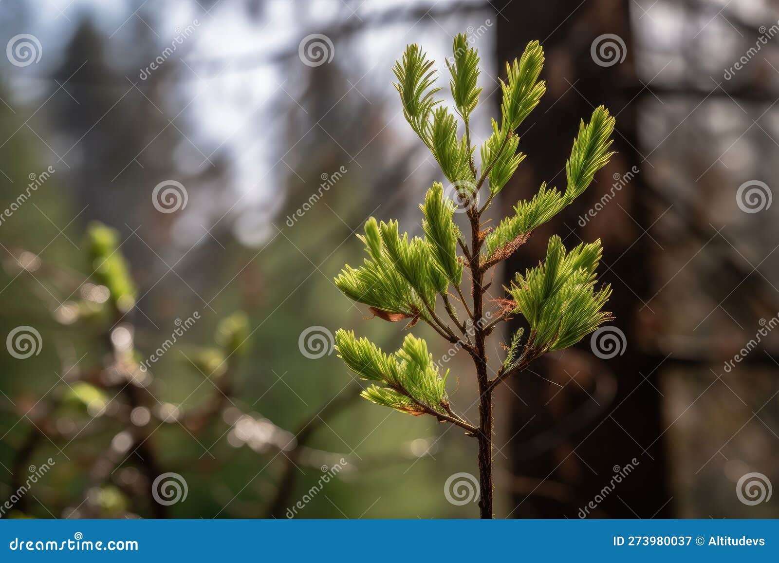 Young Sequoia Tree Reaching for the Sky with Its First New Leaves of ...
