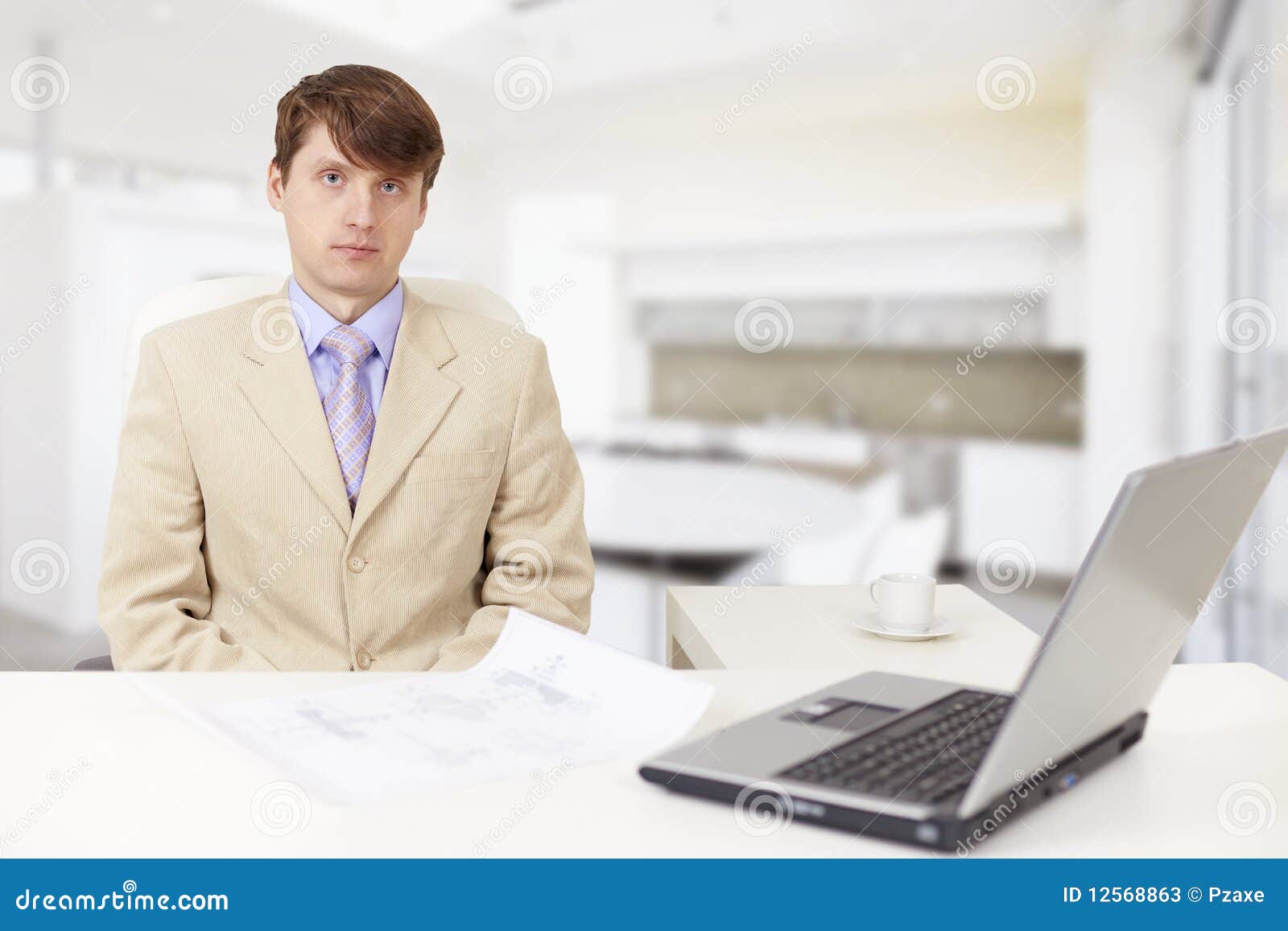 Young Serious Businessman on a Workplace Stock Image - Image of ...