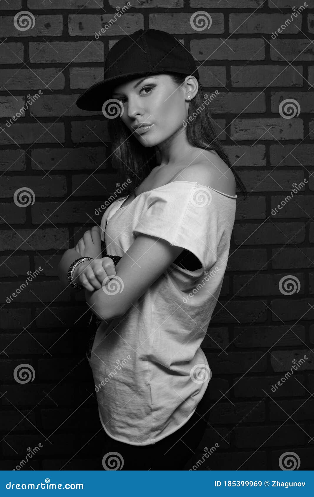 Serious Girl Posing in a Black Cap Stock Image - Image of person ...