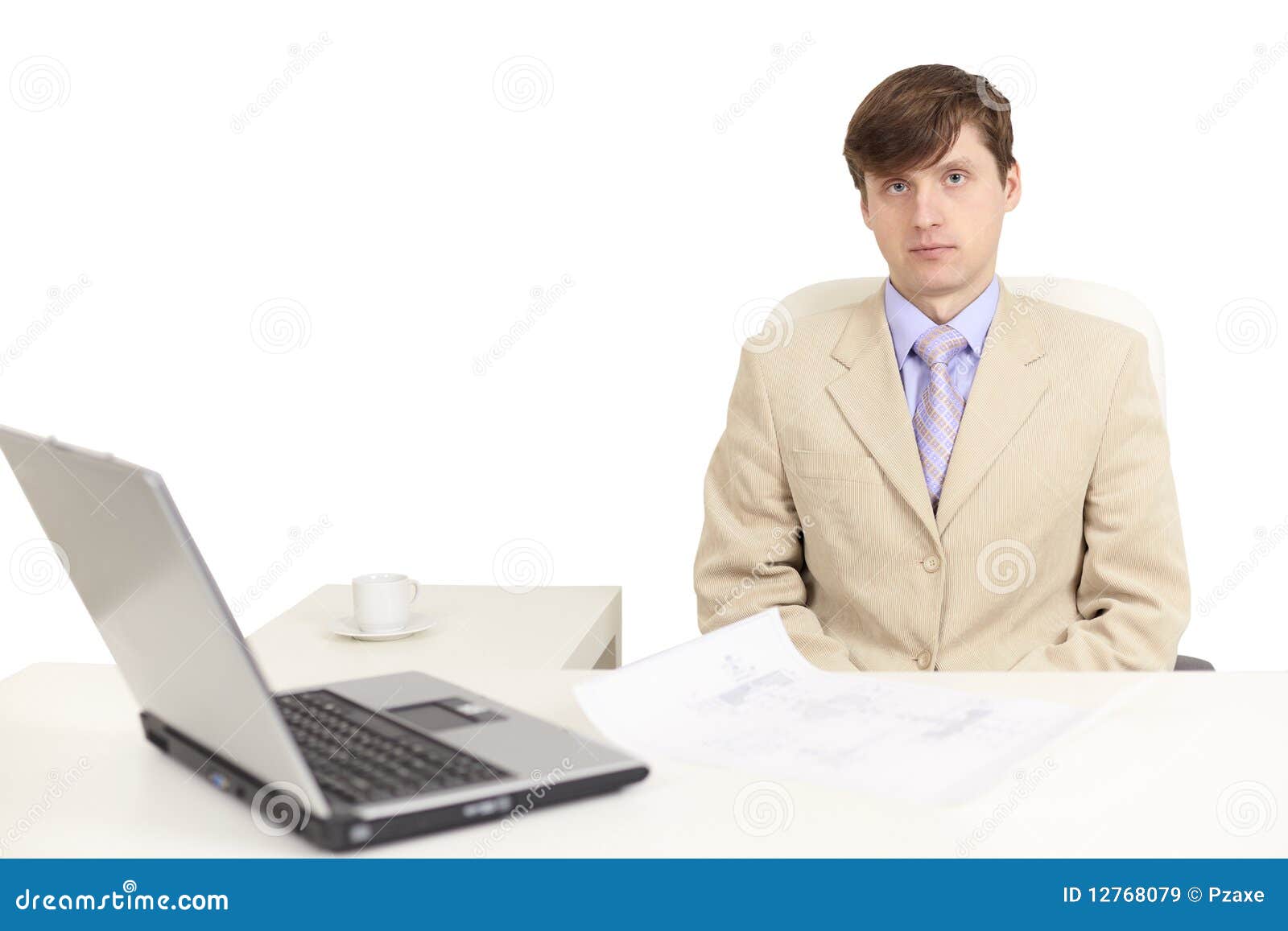 Young Serious Person on a Workplace Stock Image - Image of notebook ...