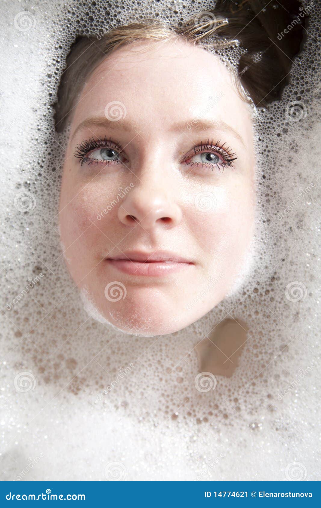 Young Serious Woman Enjoys the Bath-foam Stock Image - Image of foam ...