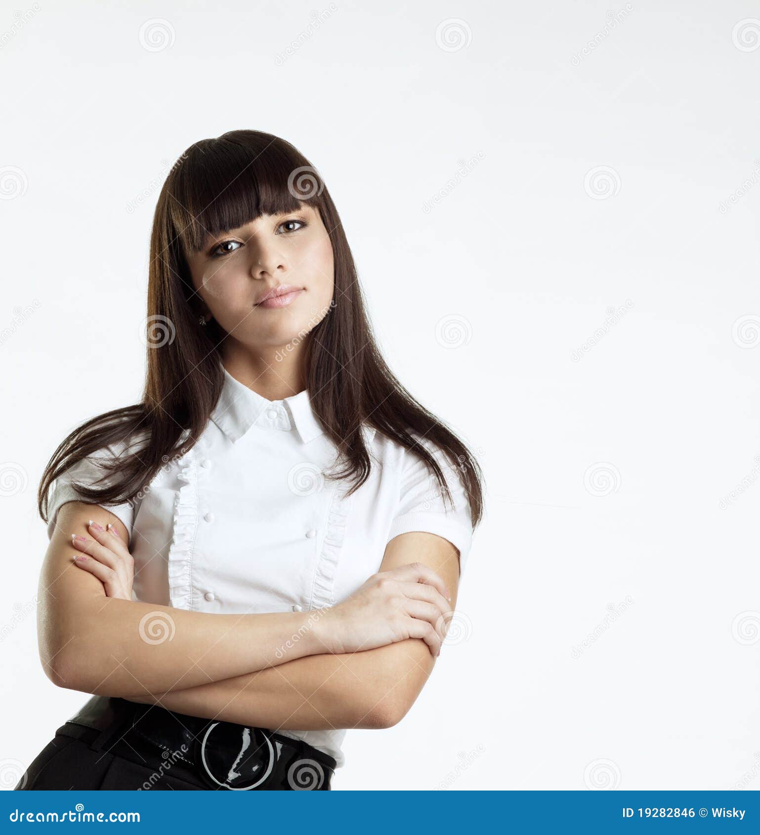 Young Serious Woman Seriously Look at You Stock Photo - Image of ...