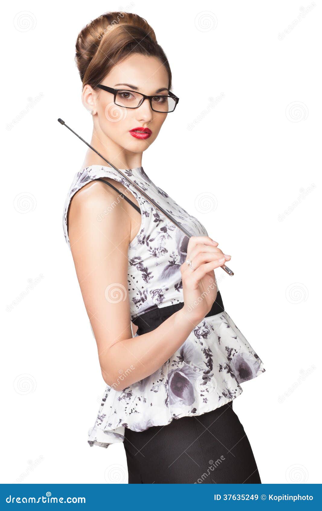 Young Girl with a Pointer in Points Stock Image - Image of hair ...