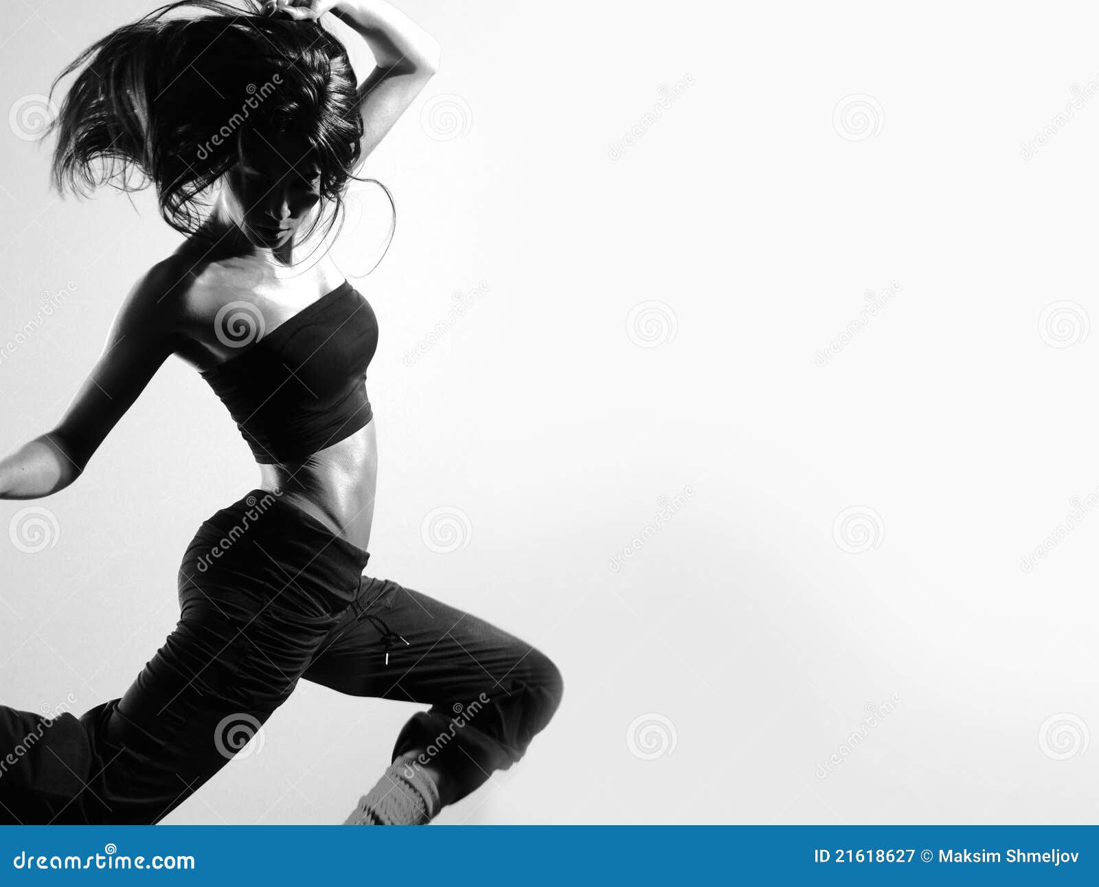 Modern Dancer Poses On Floor On Gray Background Royalty-Free Stock ...
