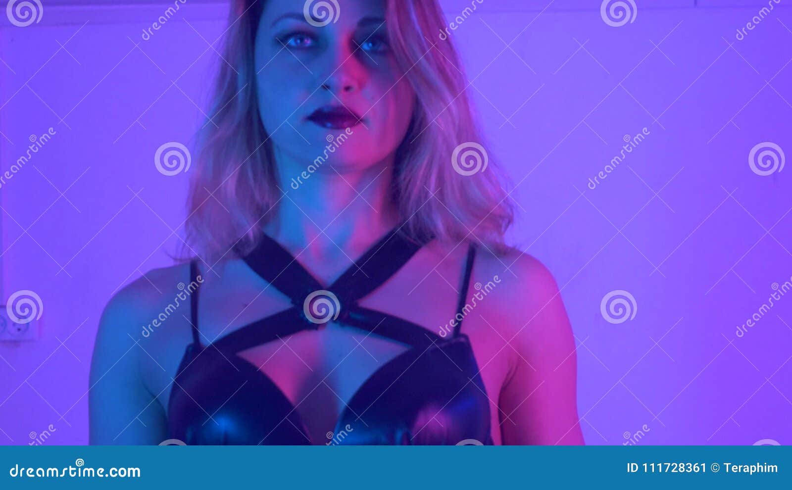 Young Slim Woman Pole Dancing With Pylon In Dark Interior Stock Video