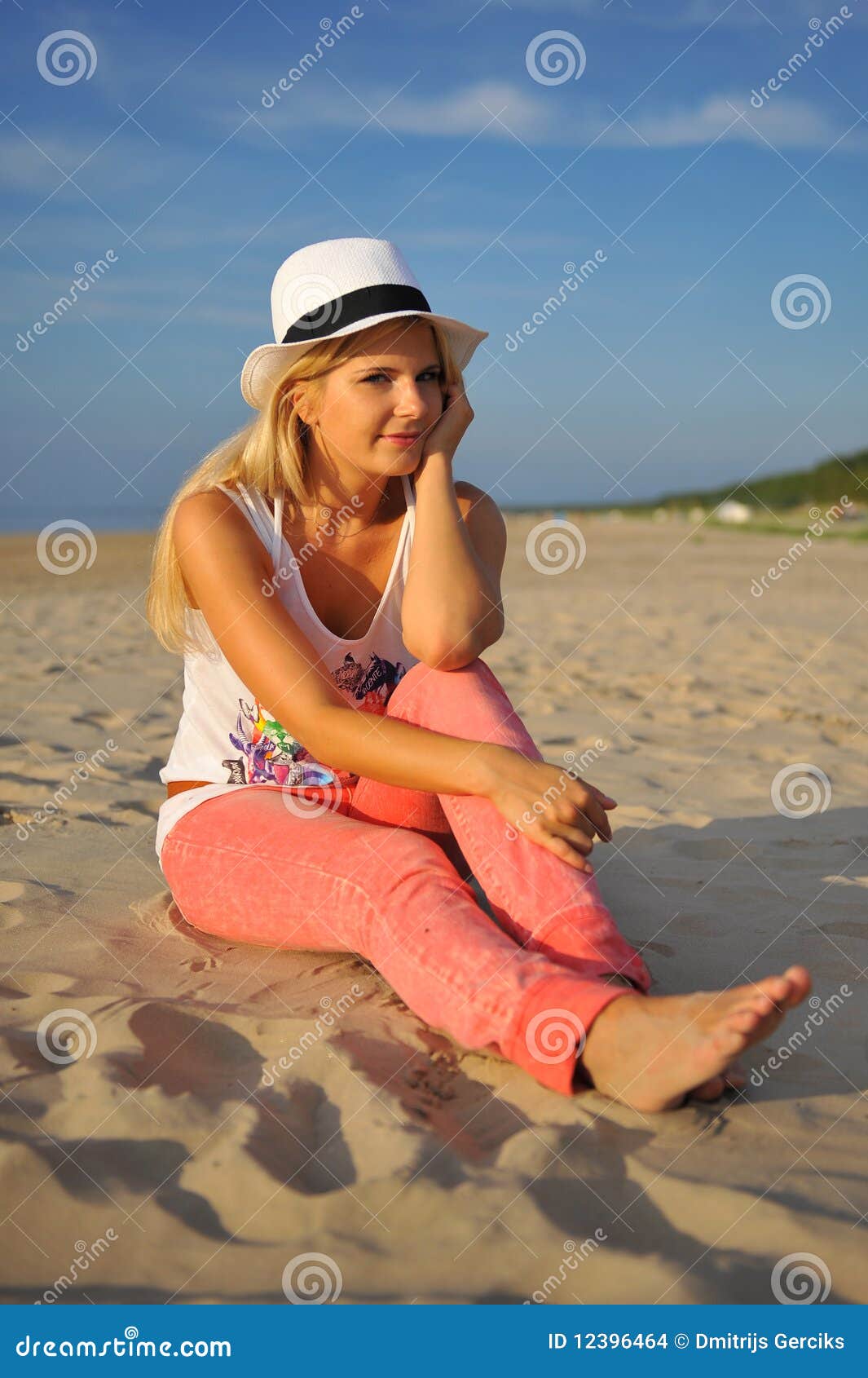 Young Summer Woman on the Beach Stock Photo - Image of beach, cute ...