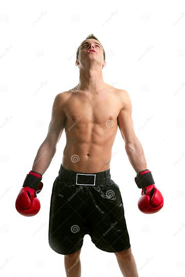 Young Shaped Man Boxing in Studio Stock Image - Image of boxing, power ...