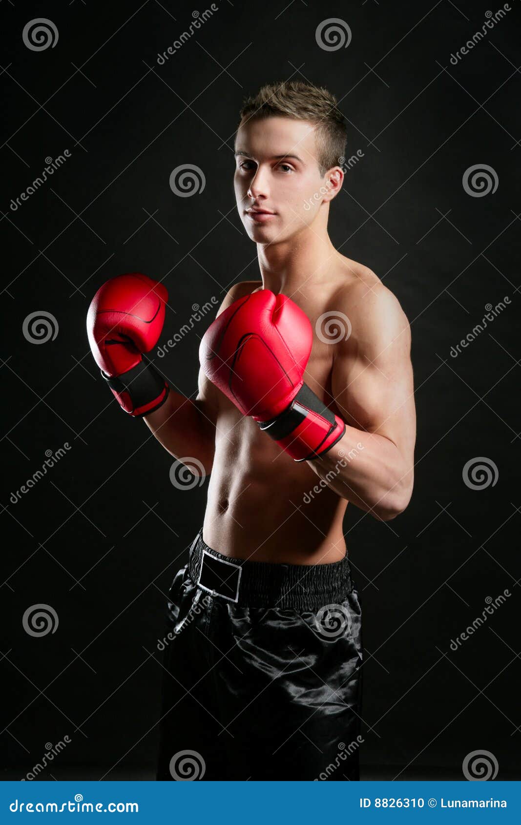 Young Shaped Man Boxing, Studio Shot Stock Photo - Image of bodybuilder ...