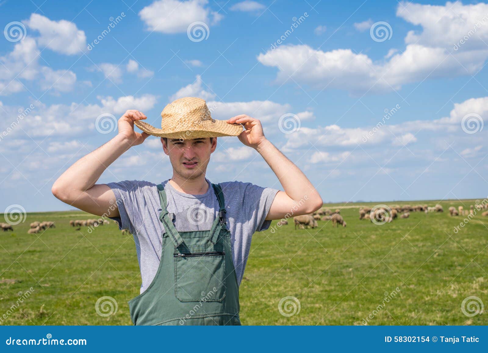 The young shepherd. stock photo. Image of animal, drink - 58302154