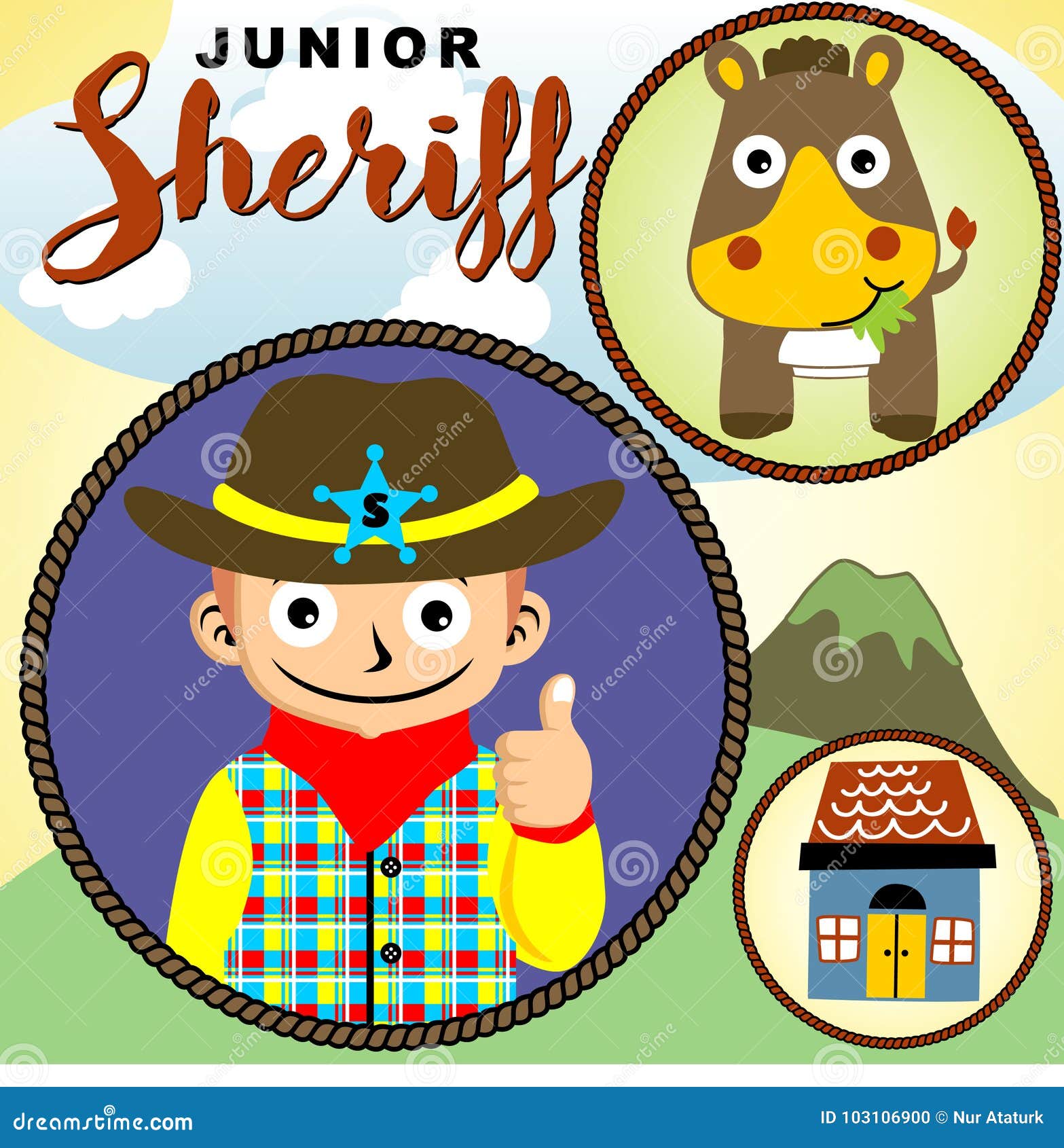 Sheriff cartoon vector stock vector. Illustration of animal - 103106900