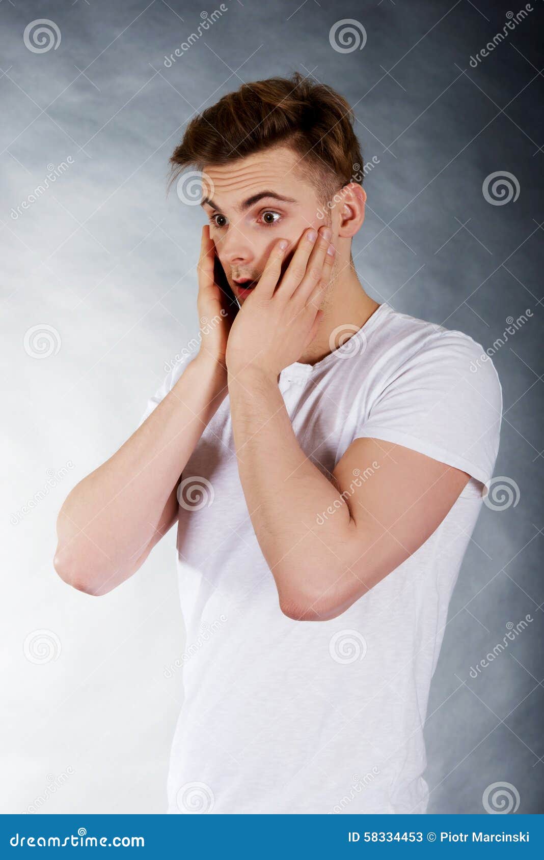 Young shocked man. stock image. Image of mouth, portrait - 58334453