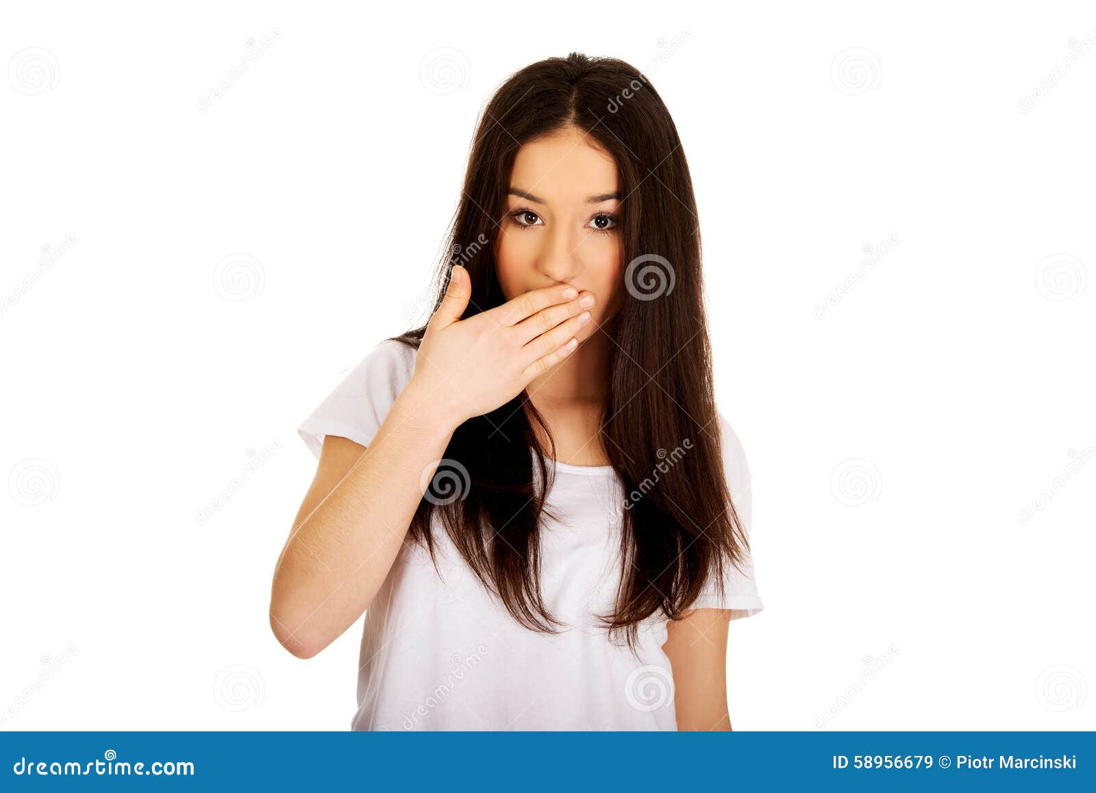 Young shocked woman. stock image. Image of covering, holding - 58956679