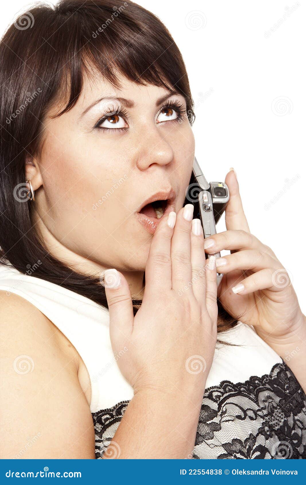 Young Shocked Woman Talking on the Phone Stock Photo - Image of natural ...