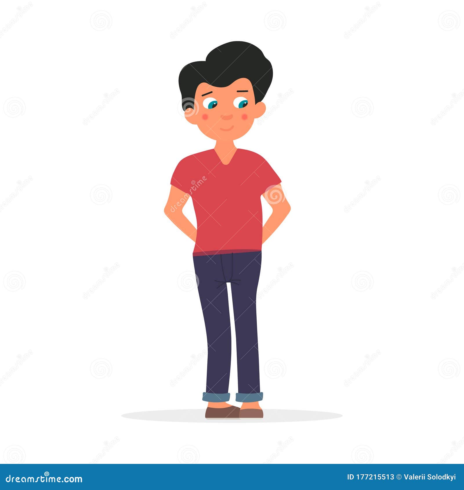 Young Shy And Timid Boy. Vector Illustration | CartoonDealer.com #177215513