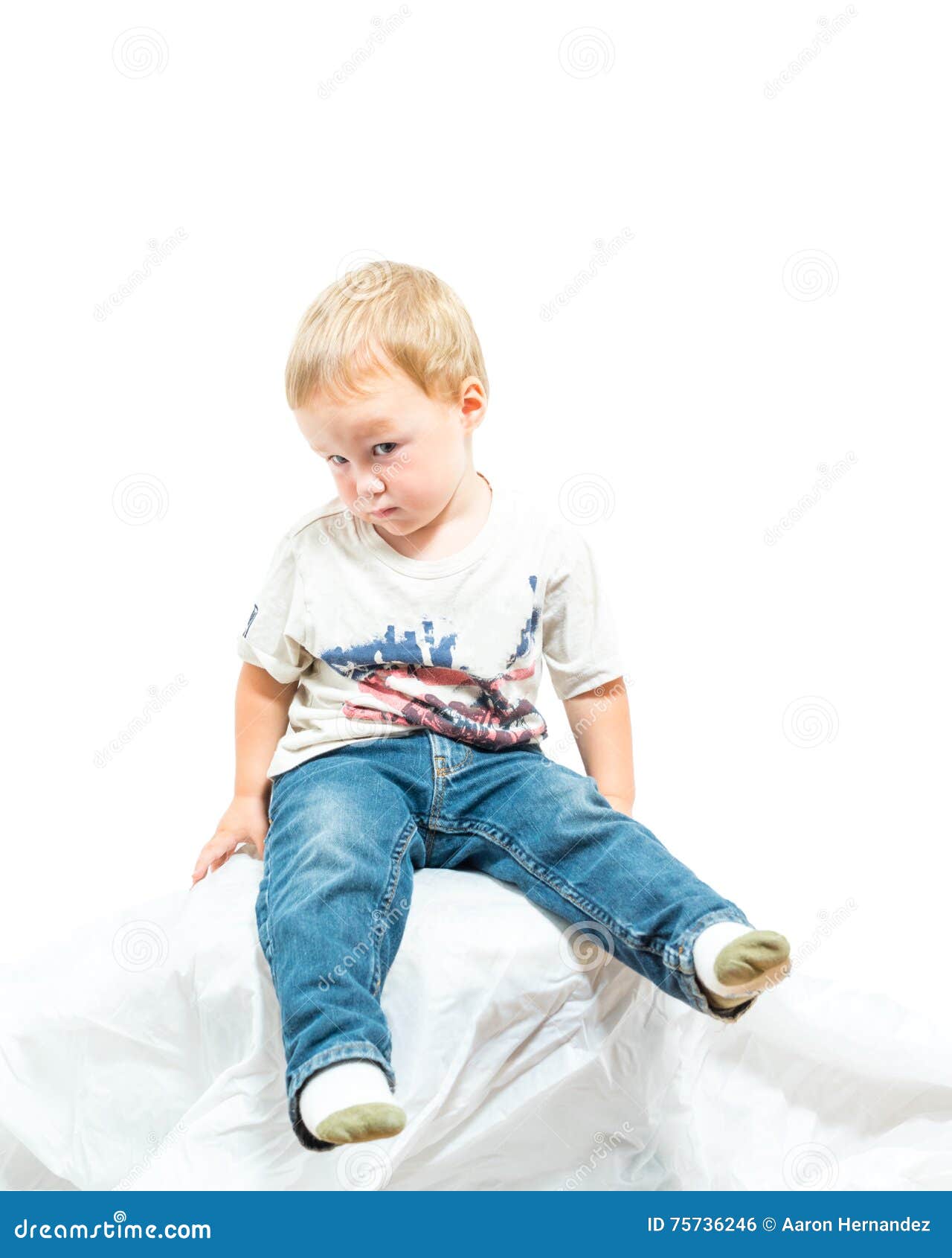 Young Shy and Uncertain American Blond Boy Stock Photo - Image of ...