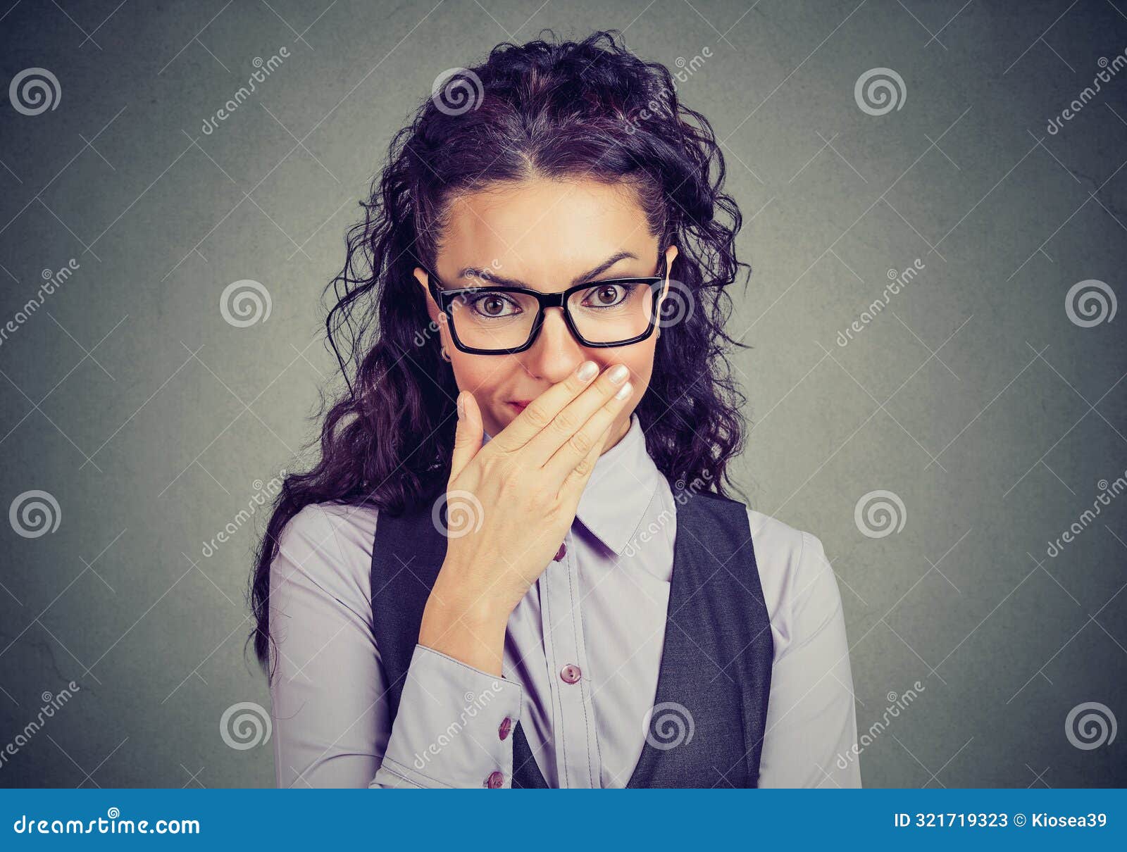 Young Shy Woman Smiling and Playfully Looking at Camera Stock Image ...