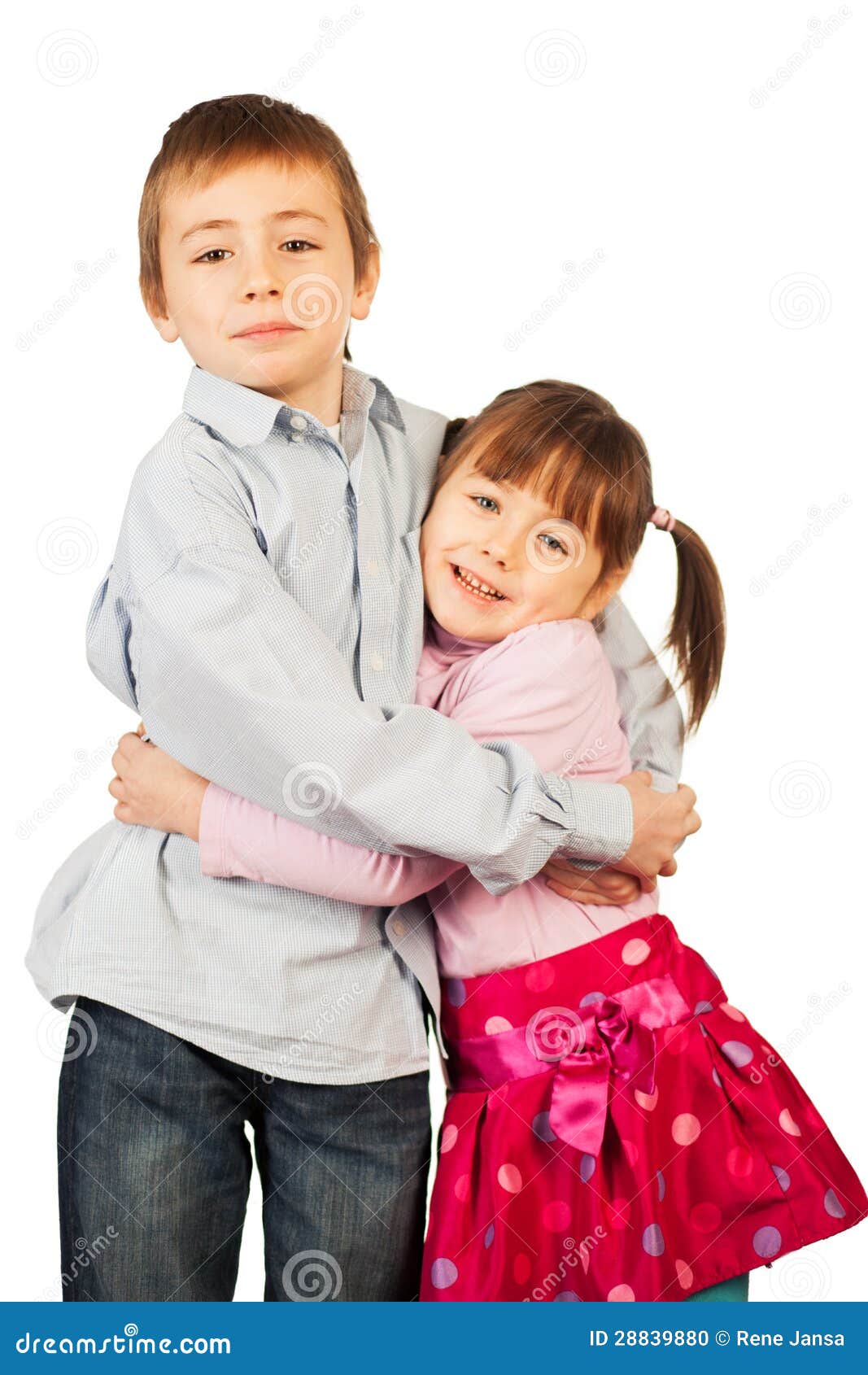 Young siblings hugging stock photo. Image of attachment - 28839880
