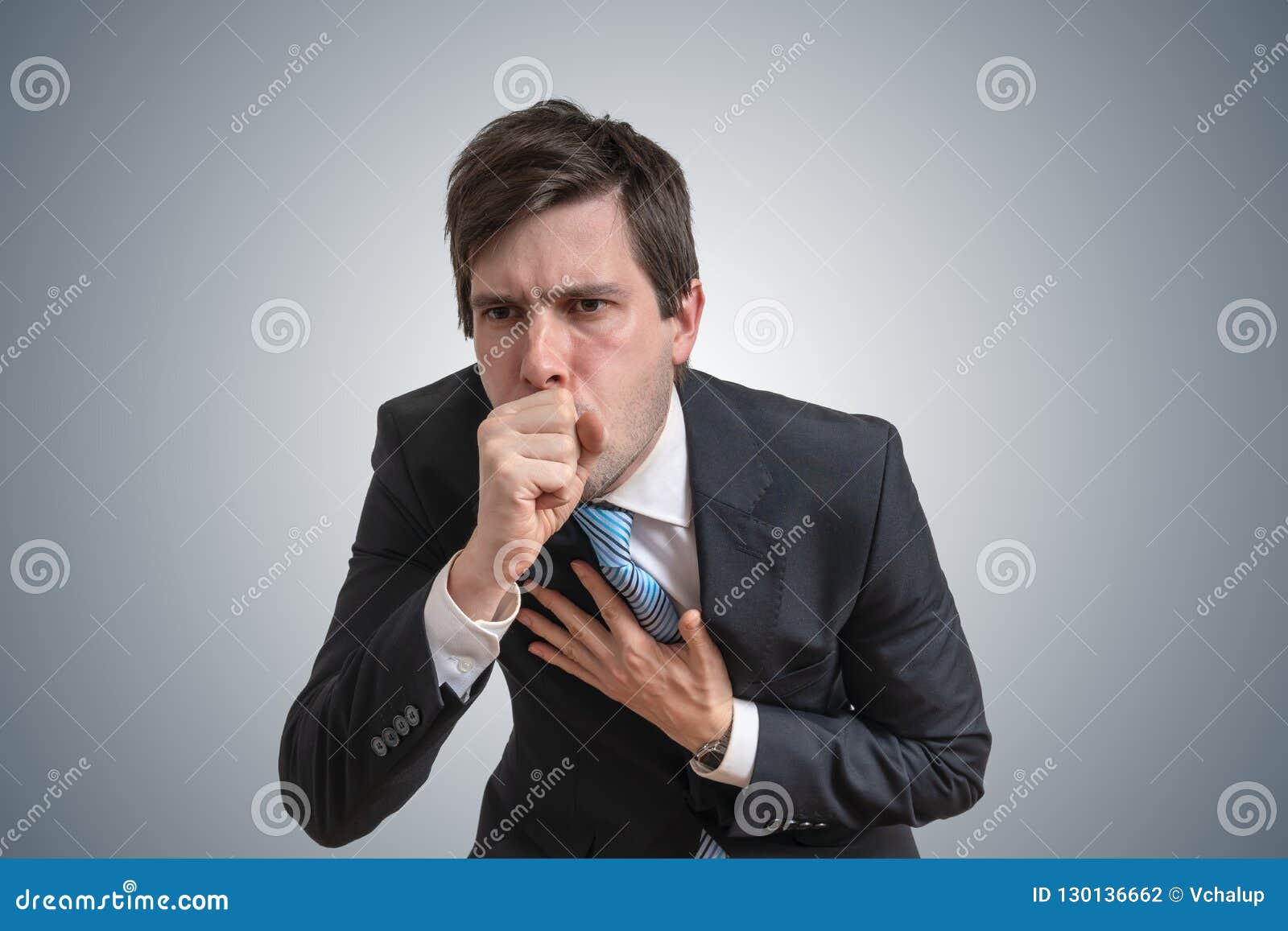 Young Sick Businessman is Coughing Stock Photo - Image of heart, person ...