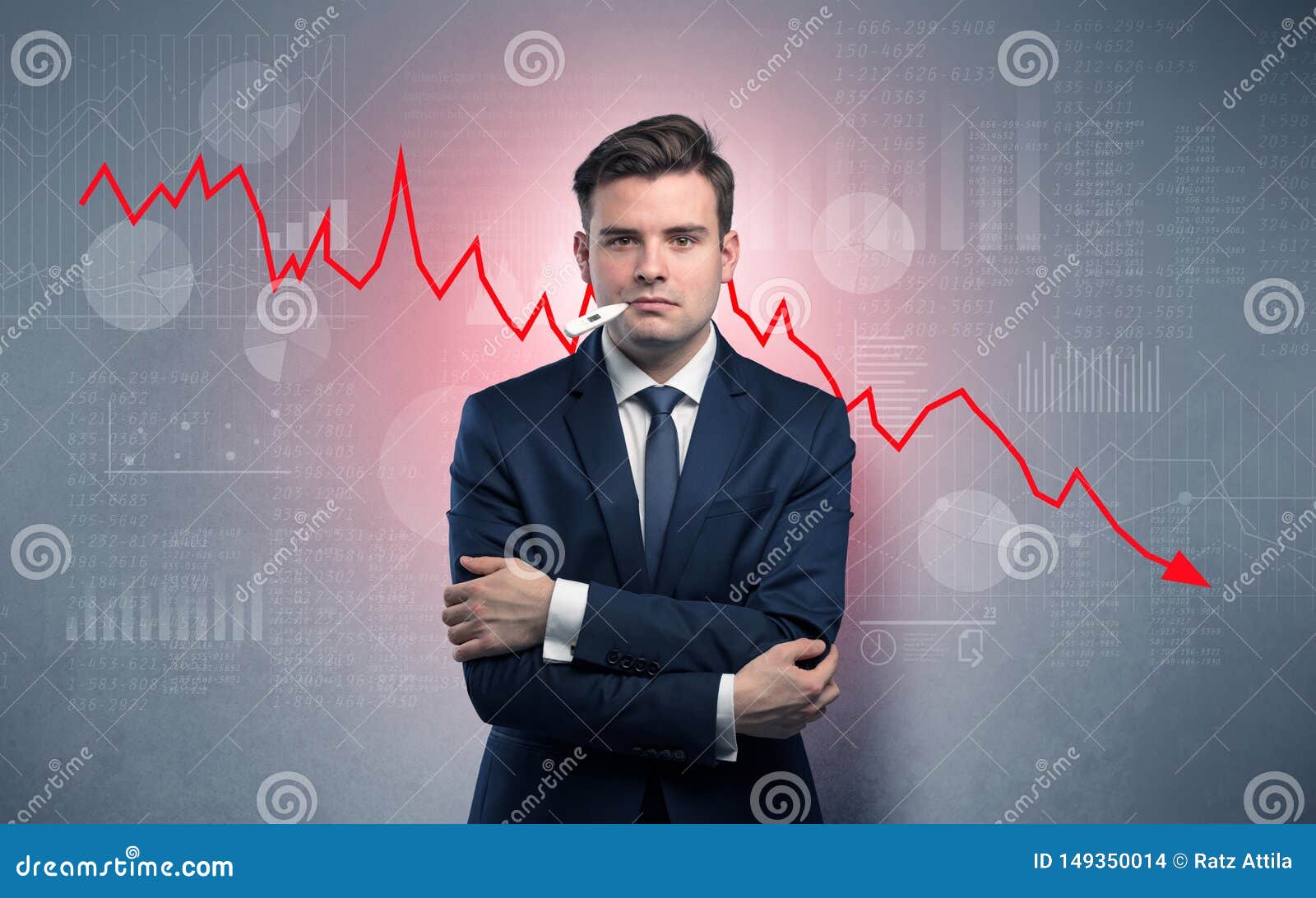 Sick Businessman with Decreasing Performance Concept Stock Photo ...