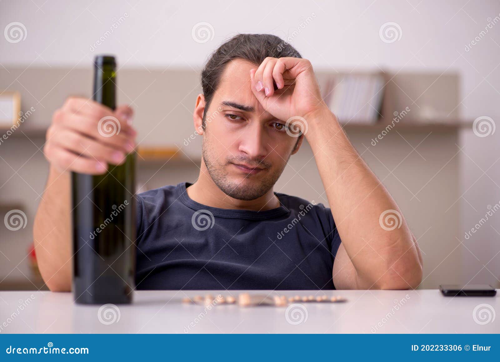 Young Sick Male Alcoholic Suffering at Home Stock Photo - Image of ...