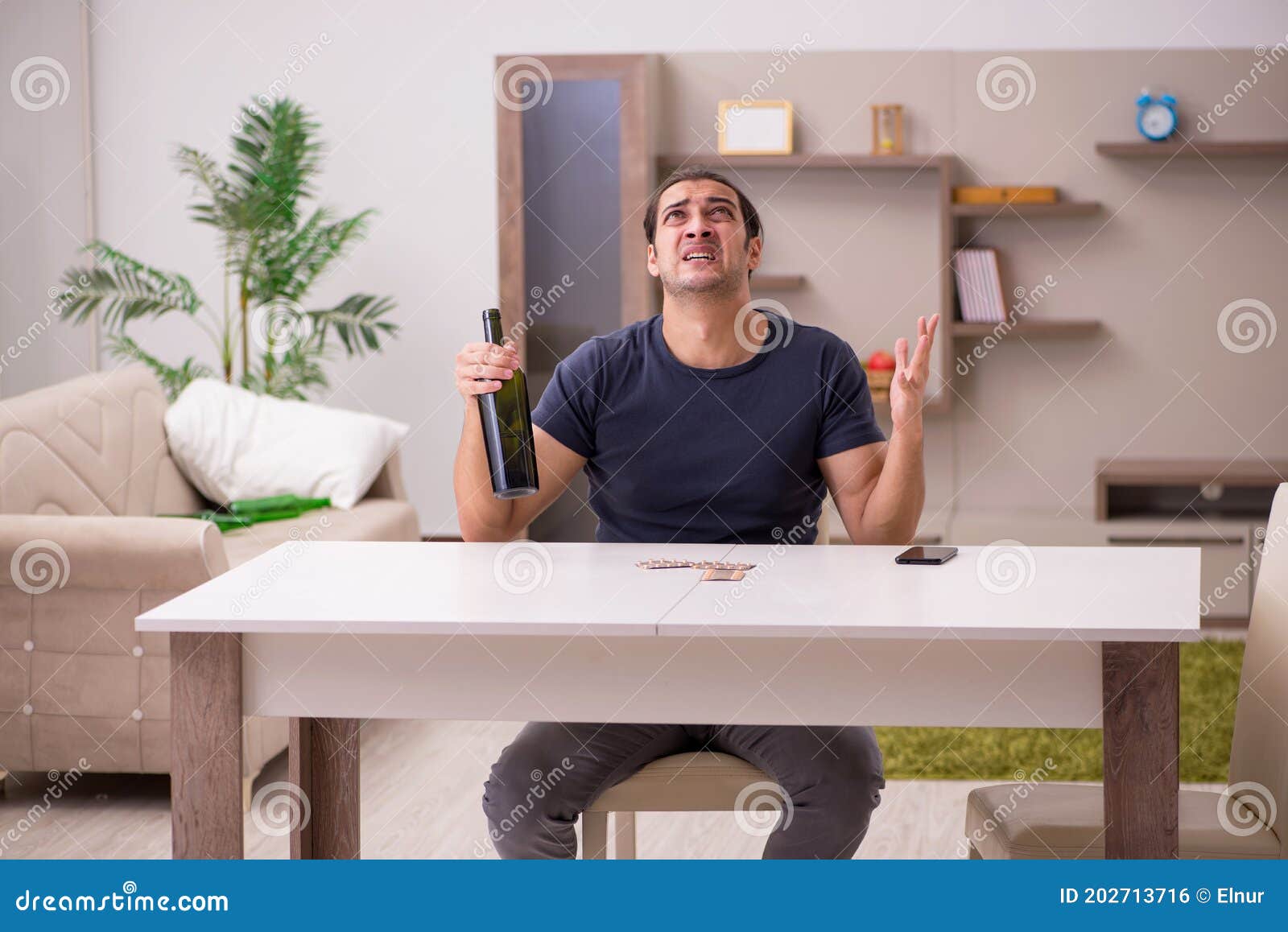 Young Sick Male Alcoholic Suffering at Home Stock Photo - Image of ...