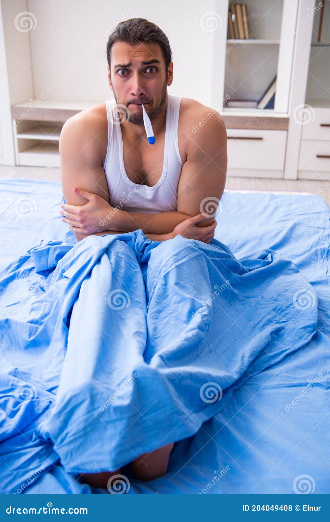Young Sick Man Suffering at Home Stock Photo - Image of allergy ...