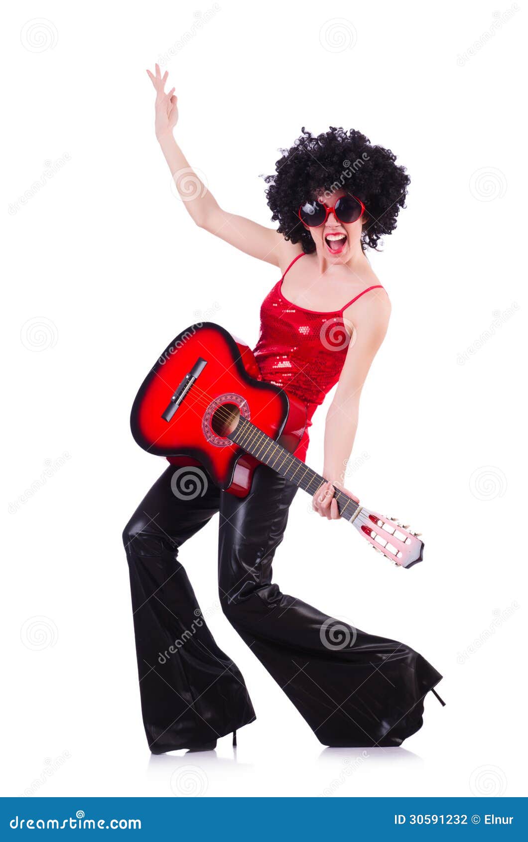 Young singer with afro cut stock photo. Image of guitar - 30591232