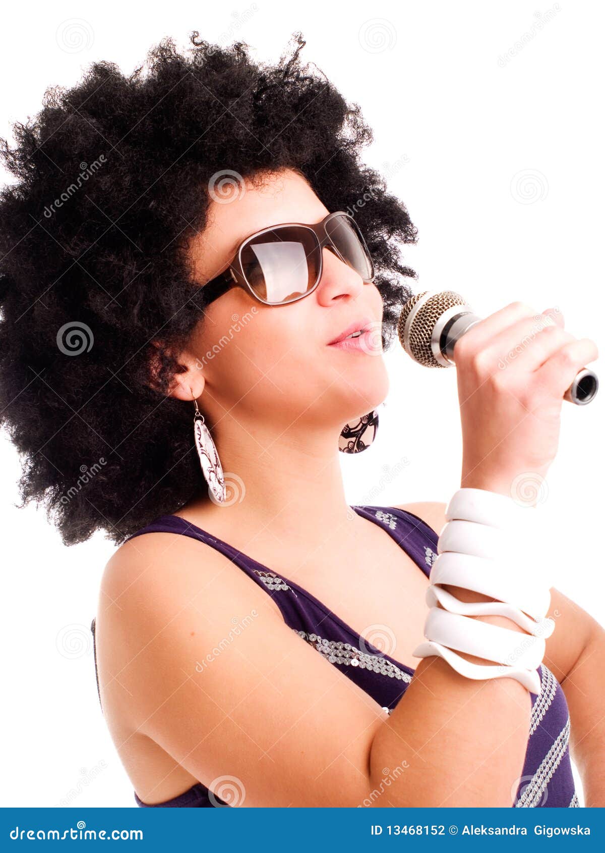 Young Singer Holding Microphone Over White Stock Photo - Image of sing ...