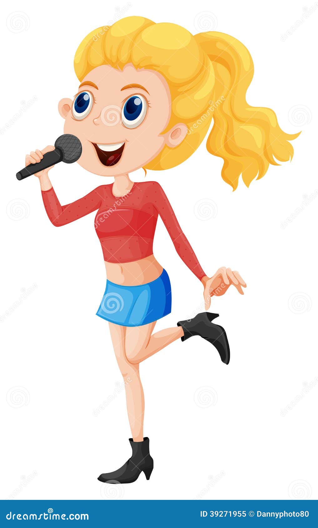 Young Boy Singer Thumb Up Vector Illustration | CartoonDealer.com #53095544