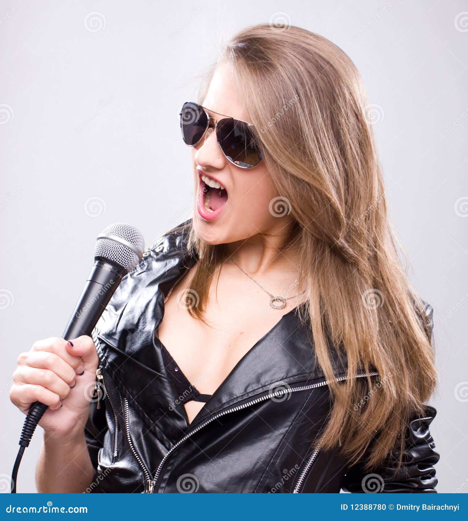 Young Singer with Microphone Stock Photo - Image of performer, music ...