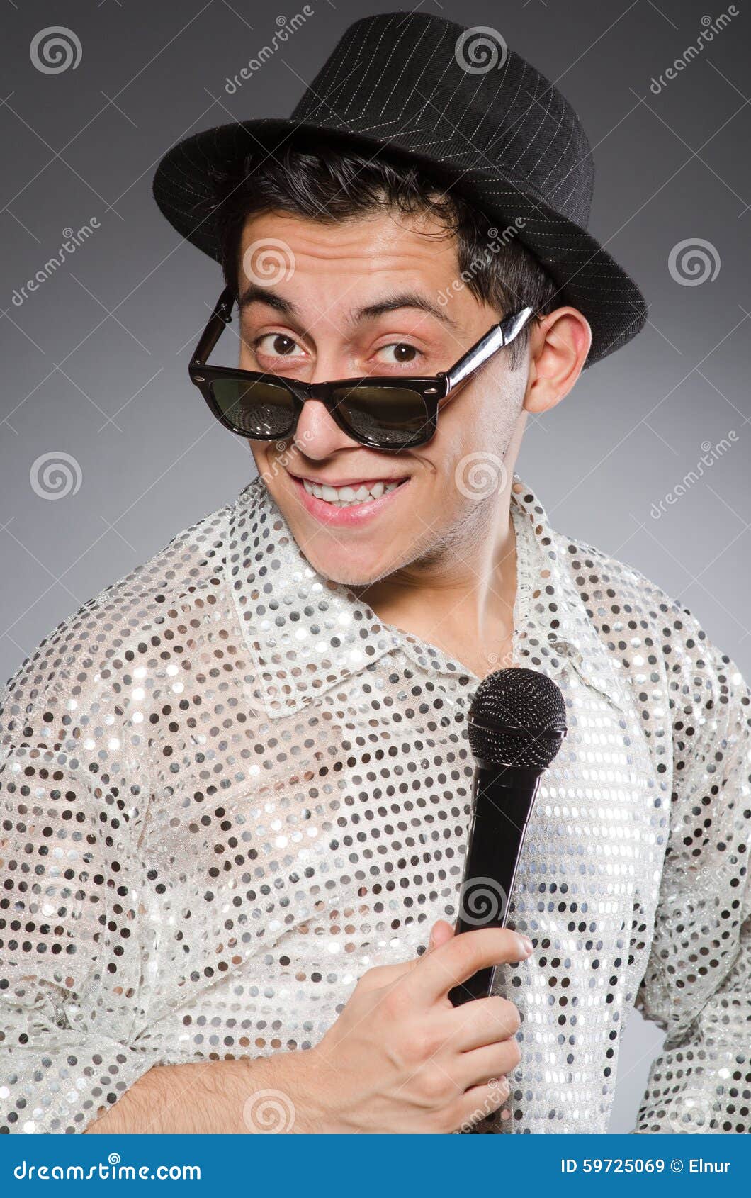 Young Singer with Microphone Isolated on White Stock Image - Image of ...