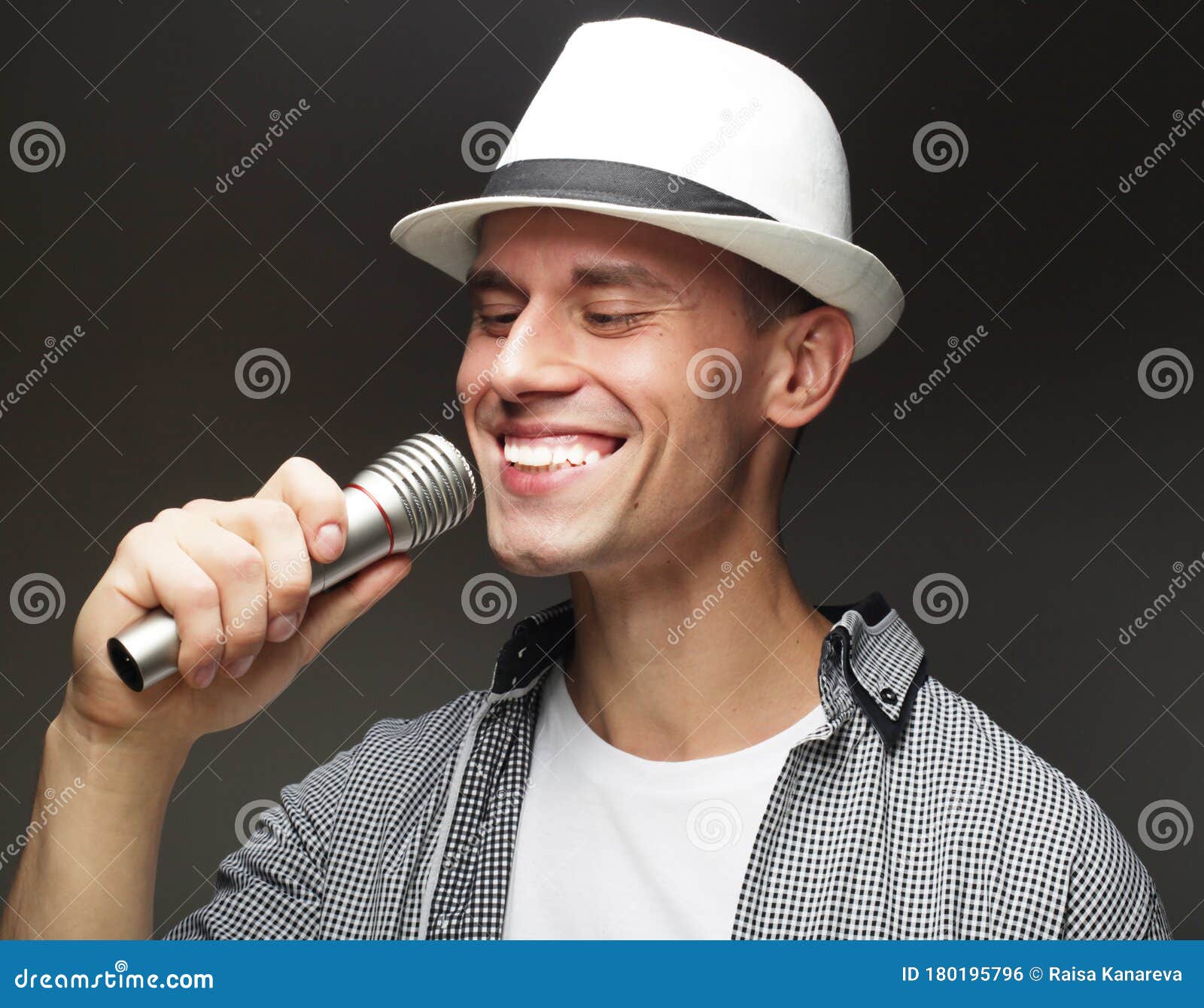 Young Singer with Microphone Stock Photo - Image of microphone, musical ...