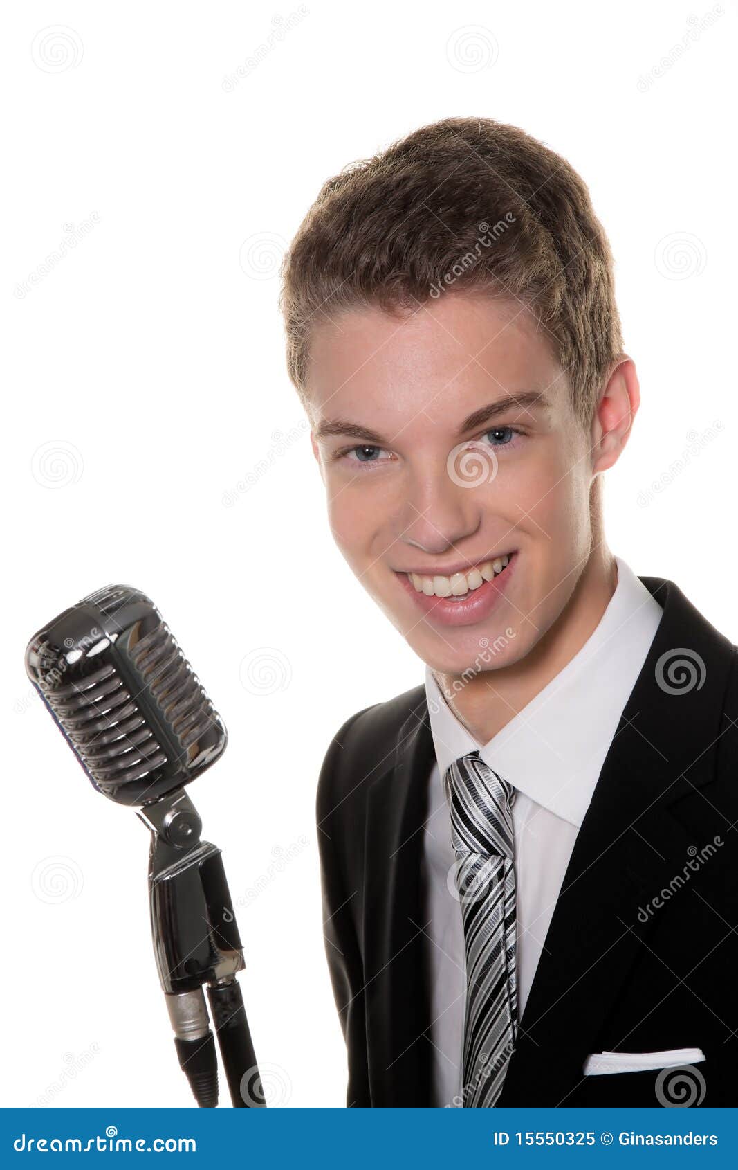 Young Singer with Retro Mic Sing Karaoke Stock Image - Image of ...