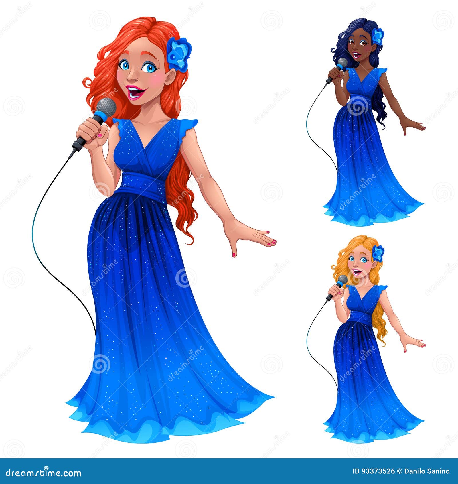 Young Singers in Different Colors Stock Vector - Illustration of ...